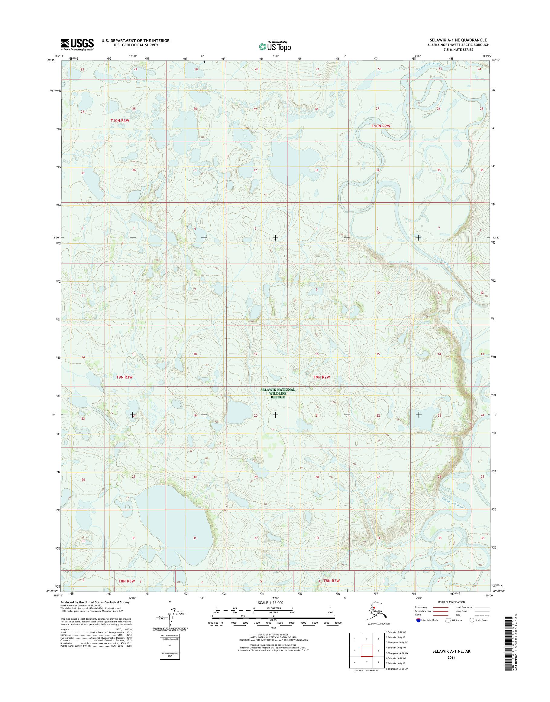 Selawik A-1 NE Alaska US Topo Map – MyTopo Map Store