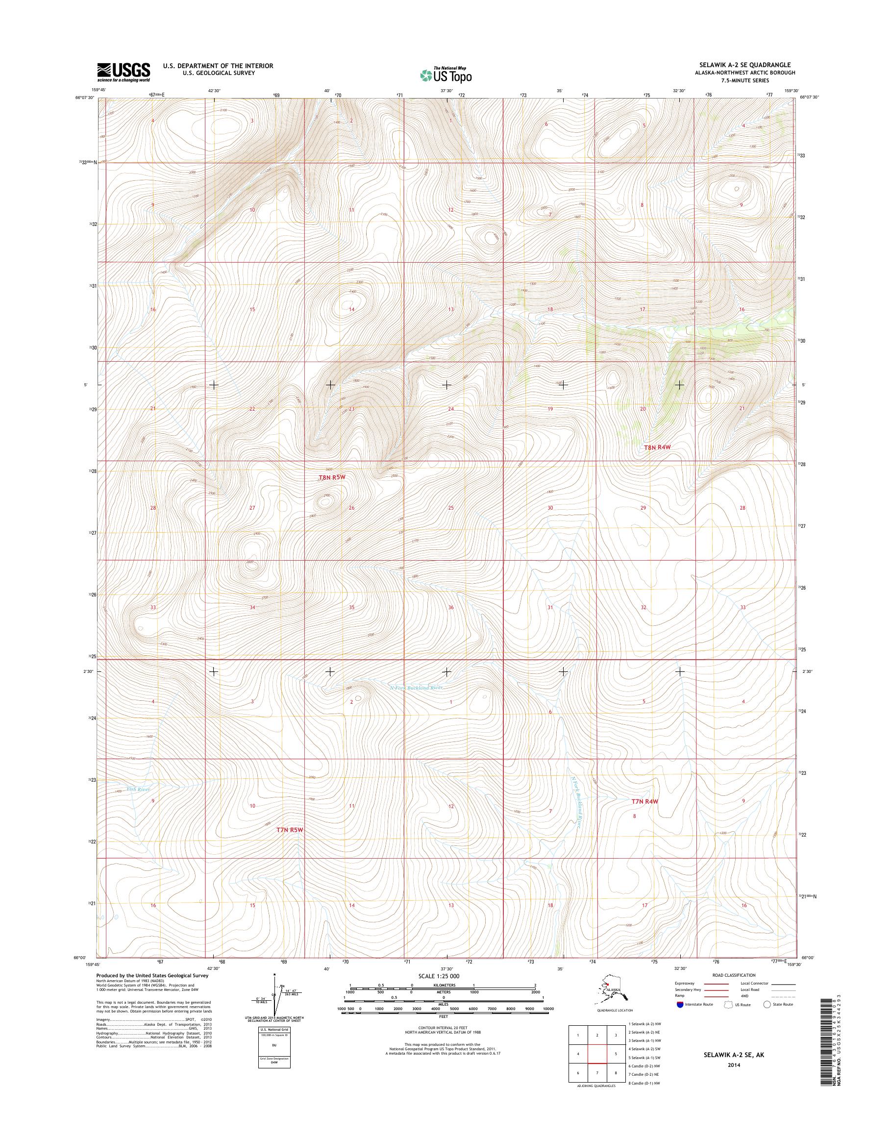 Selawik A-2 SE Alaska US Topo Map – MyTopo Map Store