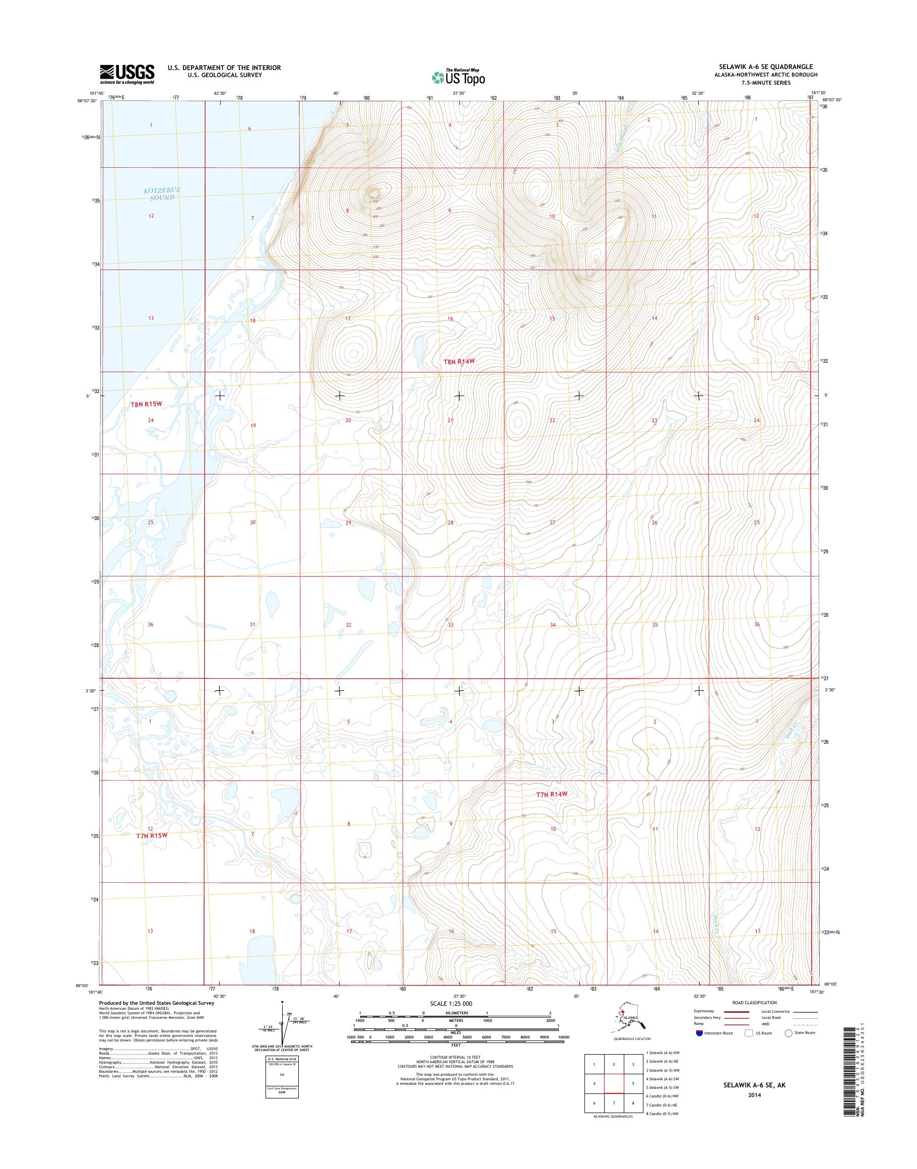 Selawik A-6 SE Alaska US Topo Map – MyTopo Map Store