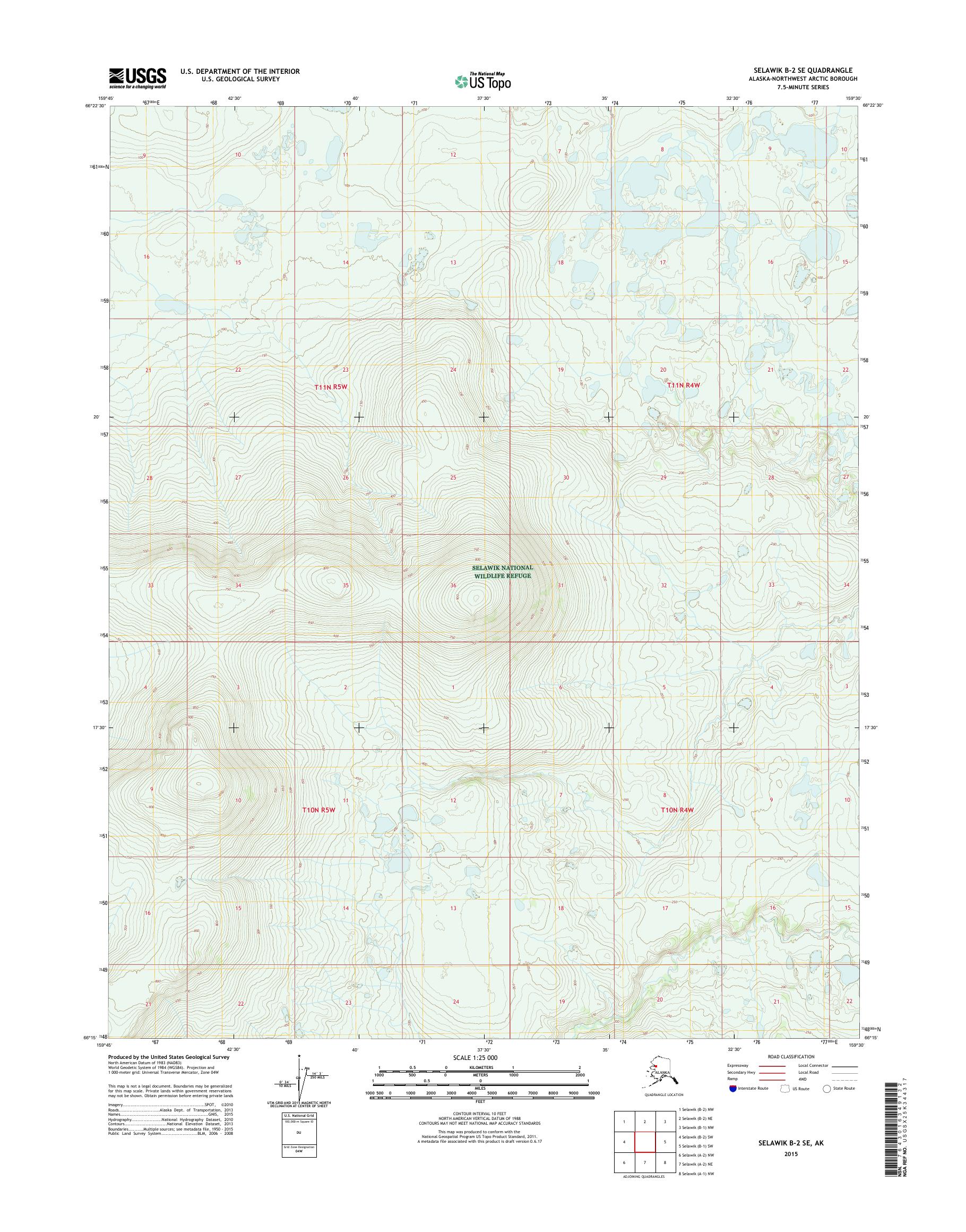 Selawik B-2 SE Alaska US Topo Map – MyTopo Map Store