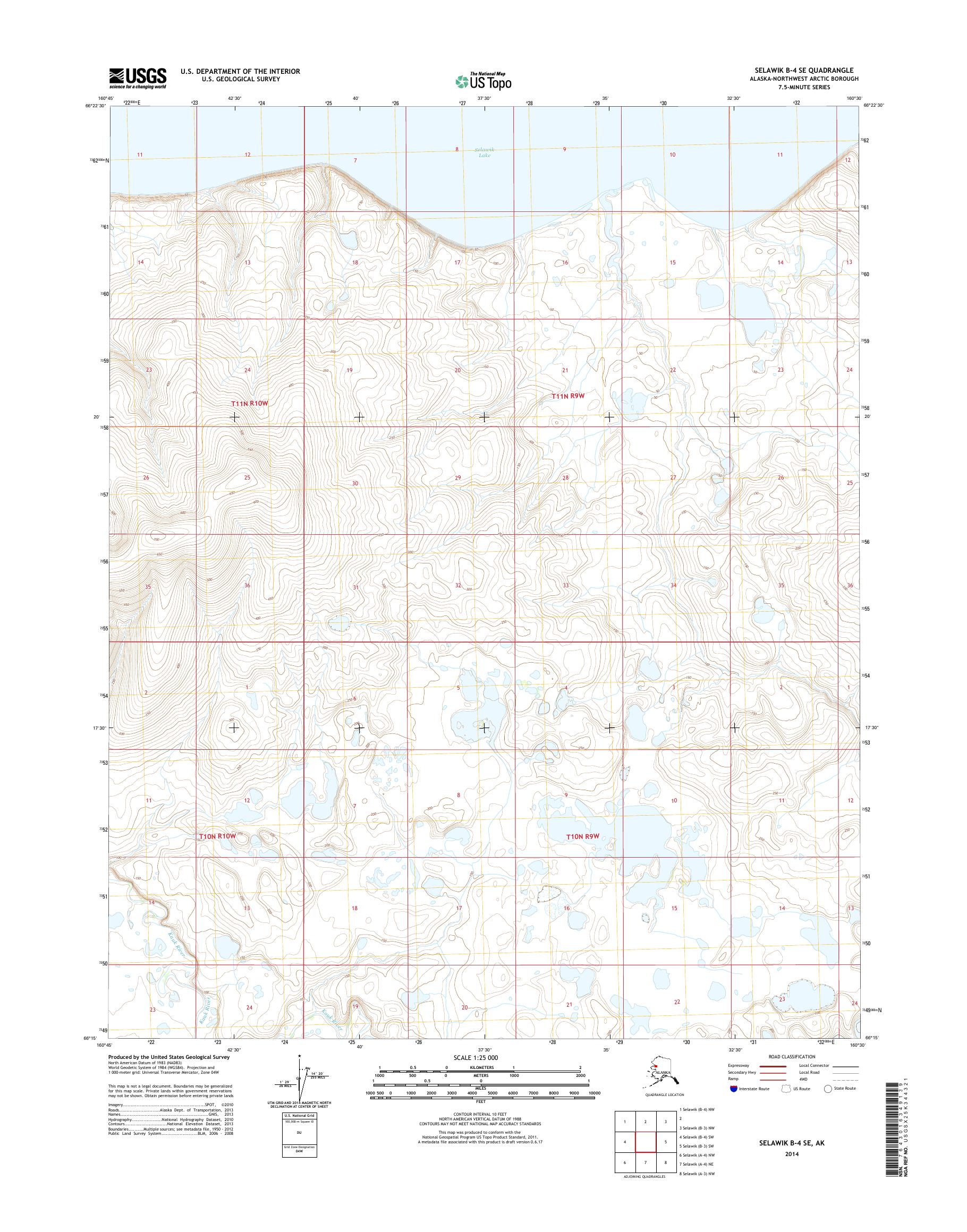 Selawik B-4 SE Alaska US Topo Map – MyTopo Map Store
