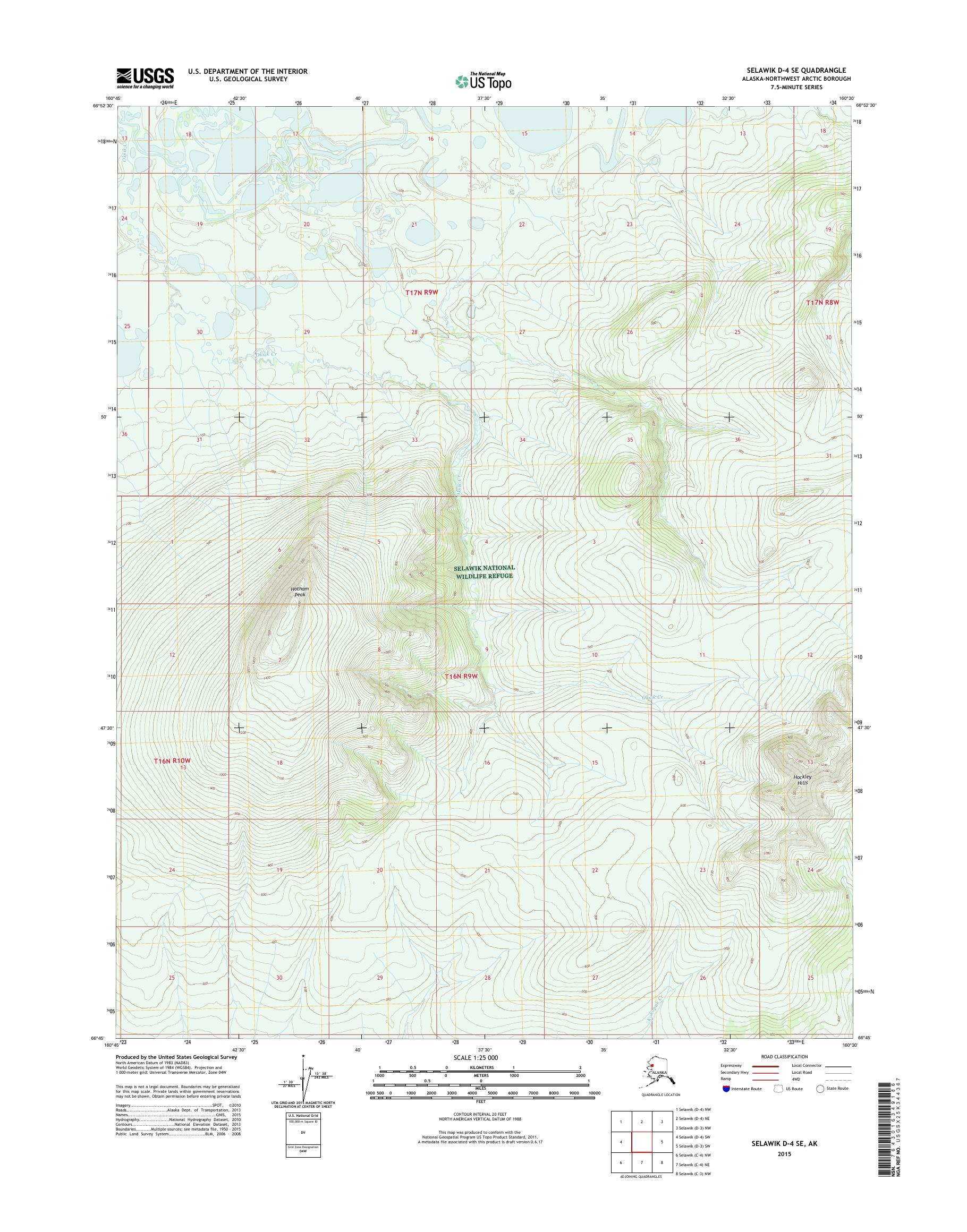 Selawik D-4 SE Alaska US Topo Map – MyTopo Map Store