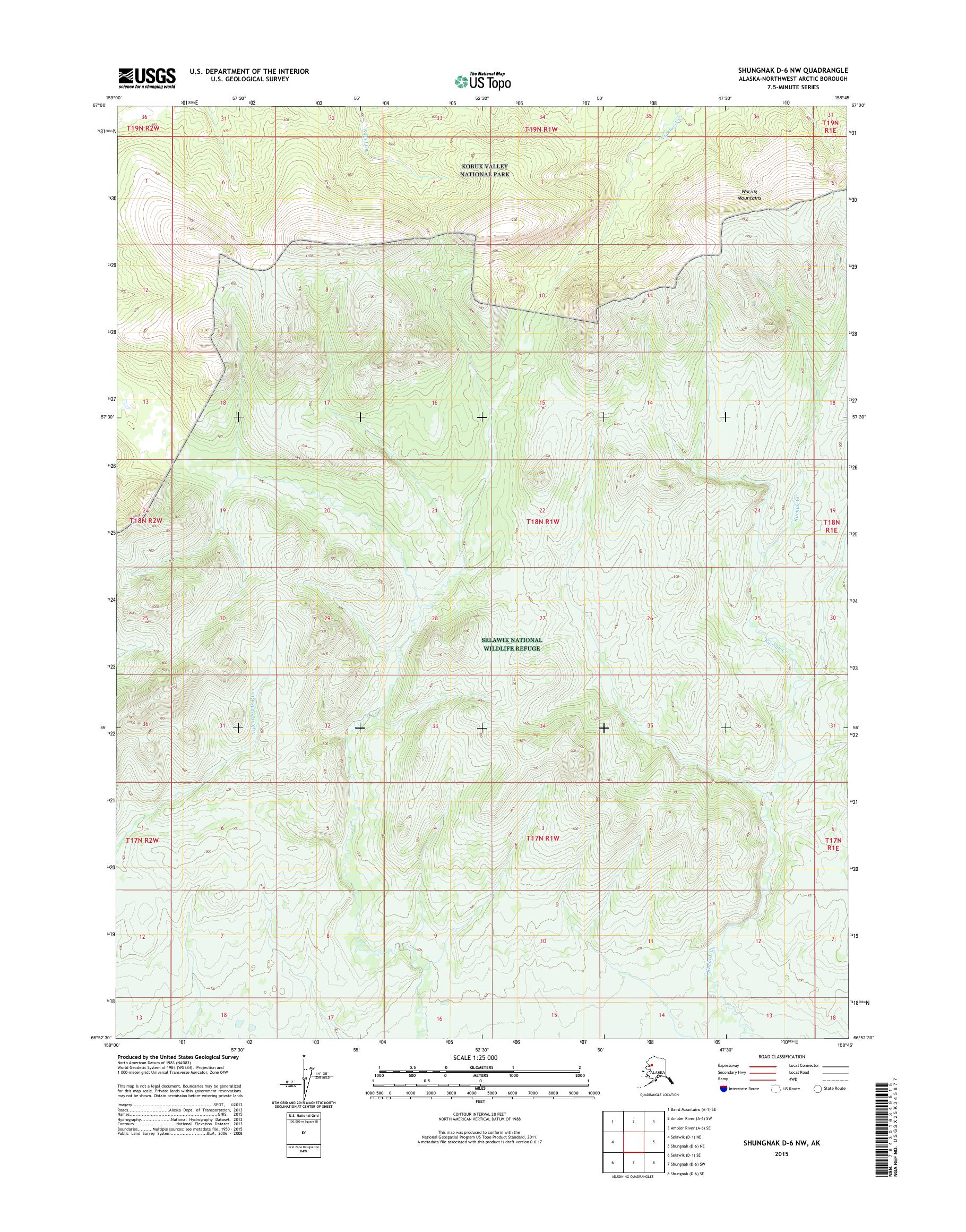 Shungnak D-6 NW Alaska US Topo Map – MyTopo Map Store