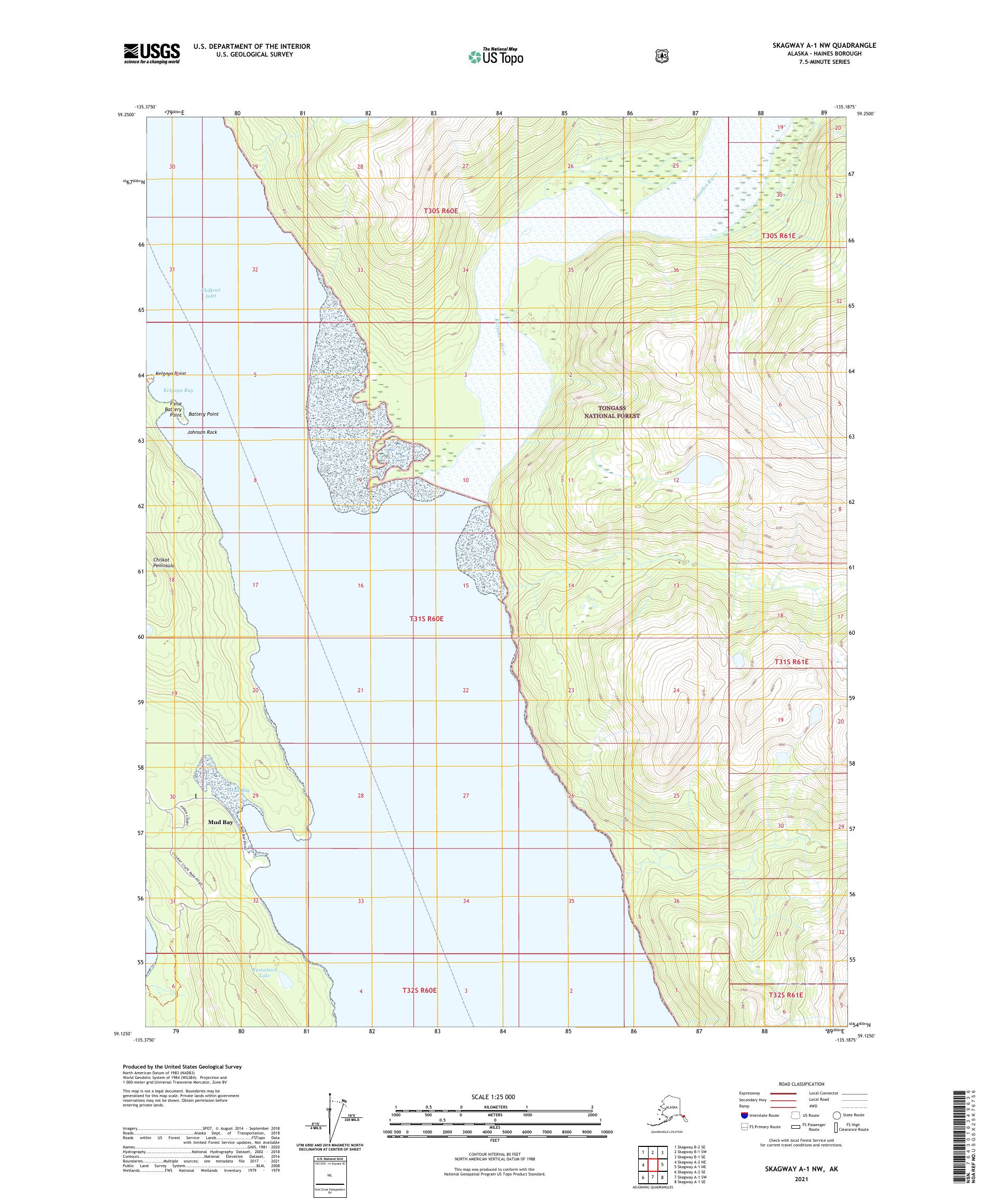 Skagway A-1 NW Alaska US Topo Map – MyTopo Map Store