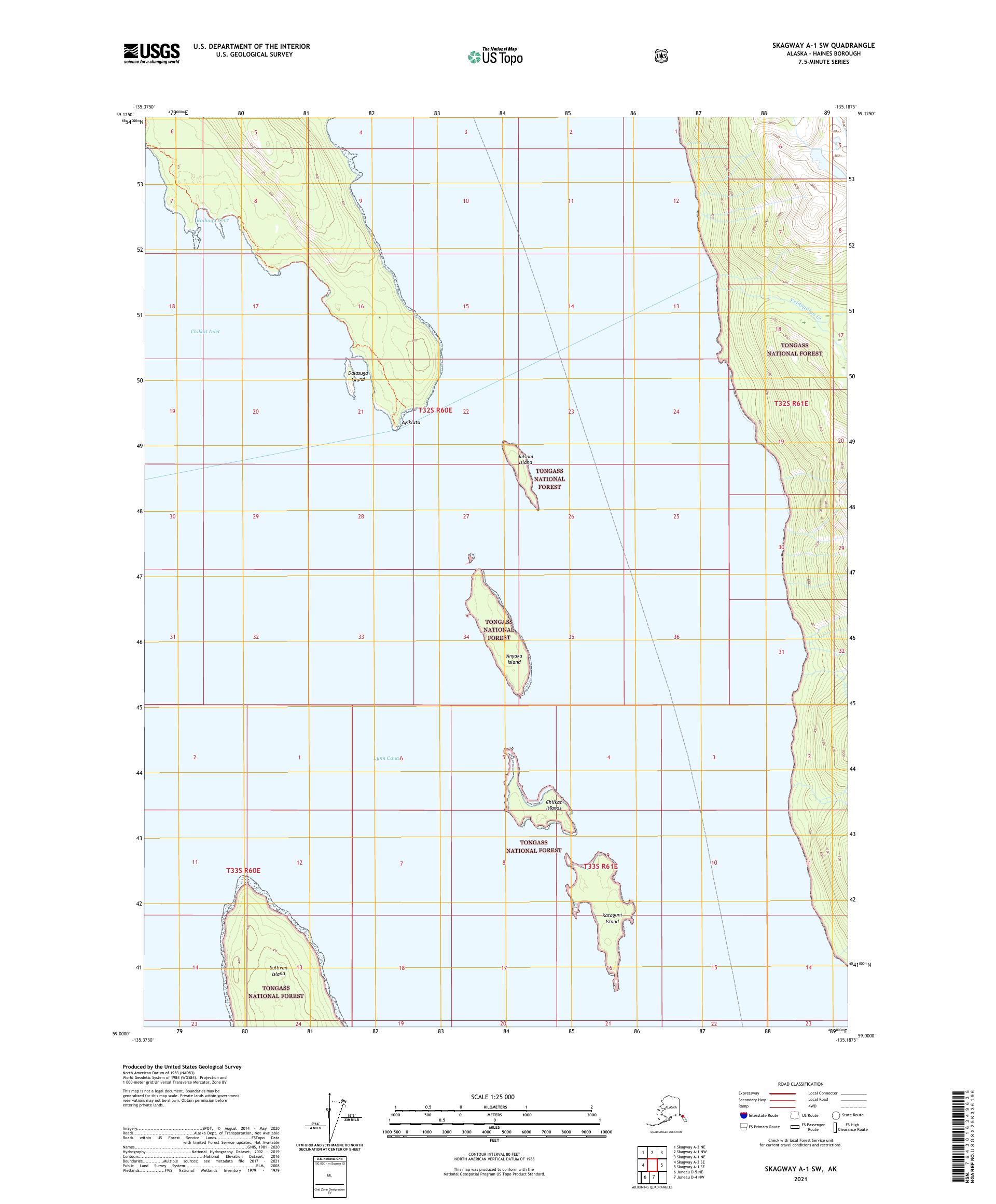 Skagway A-1 SW Alaska US Topo Map – MyTopo Map Store