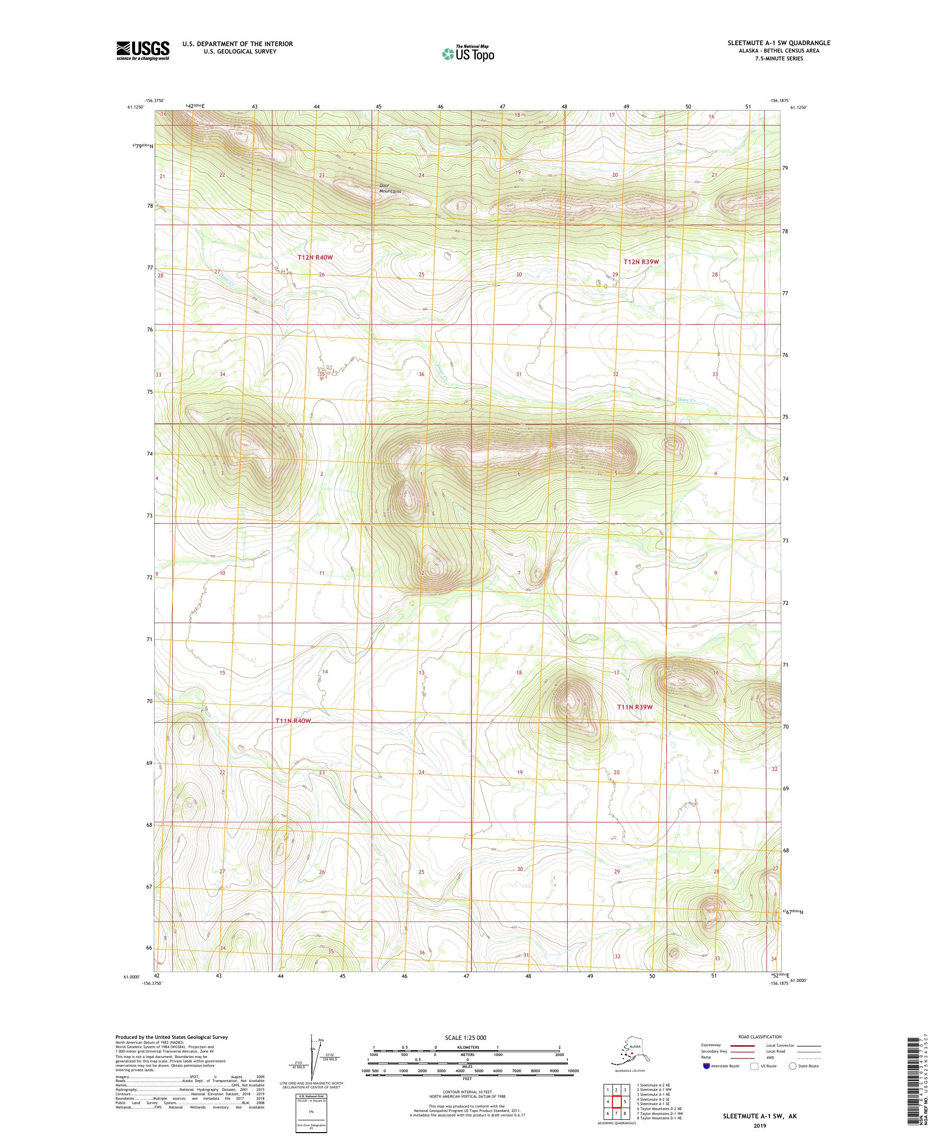 Sleetmute A-1 SW Alaska US Topo Map – MyTopo Map Store