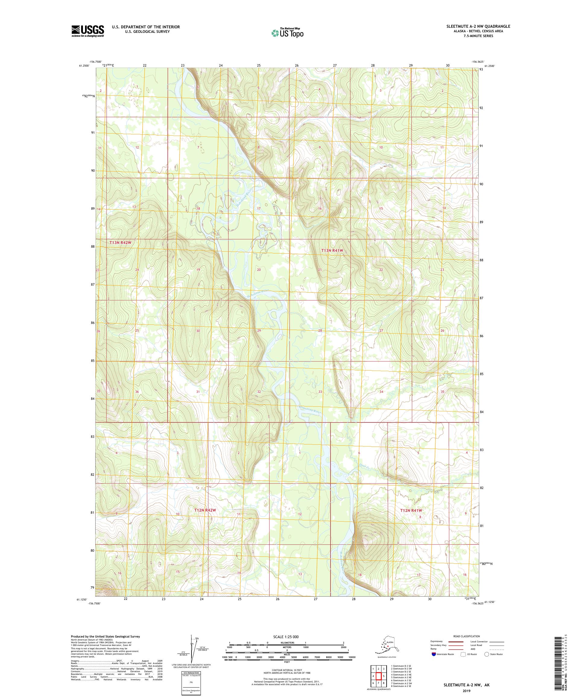 Sleetmute A-2 NW Alaska US Topo Map – MyTopo Map Store