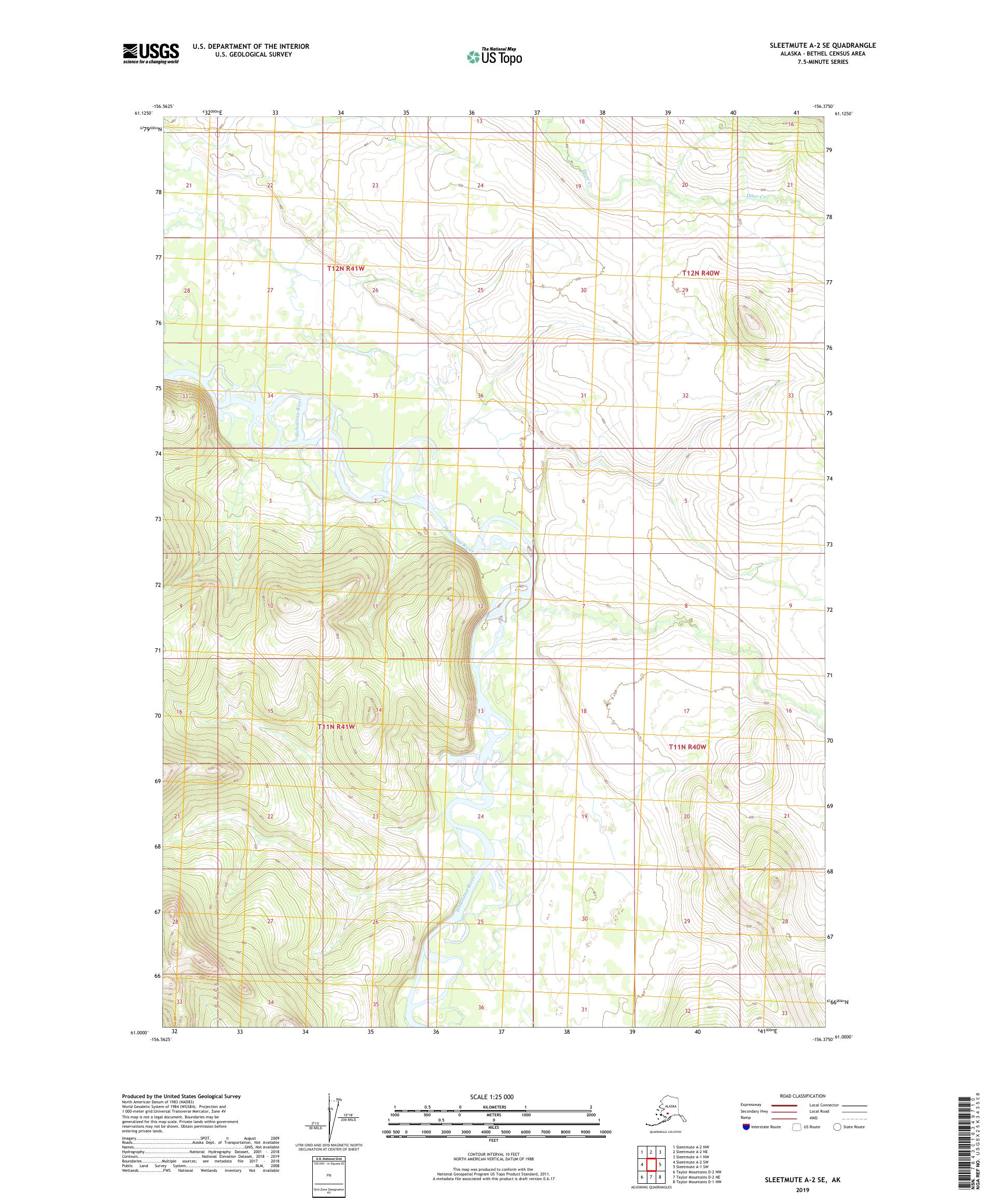 Sleetmute A-2 SE Alaska US Topo Map – MyTopo Map Store