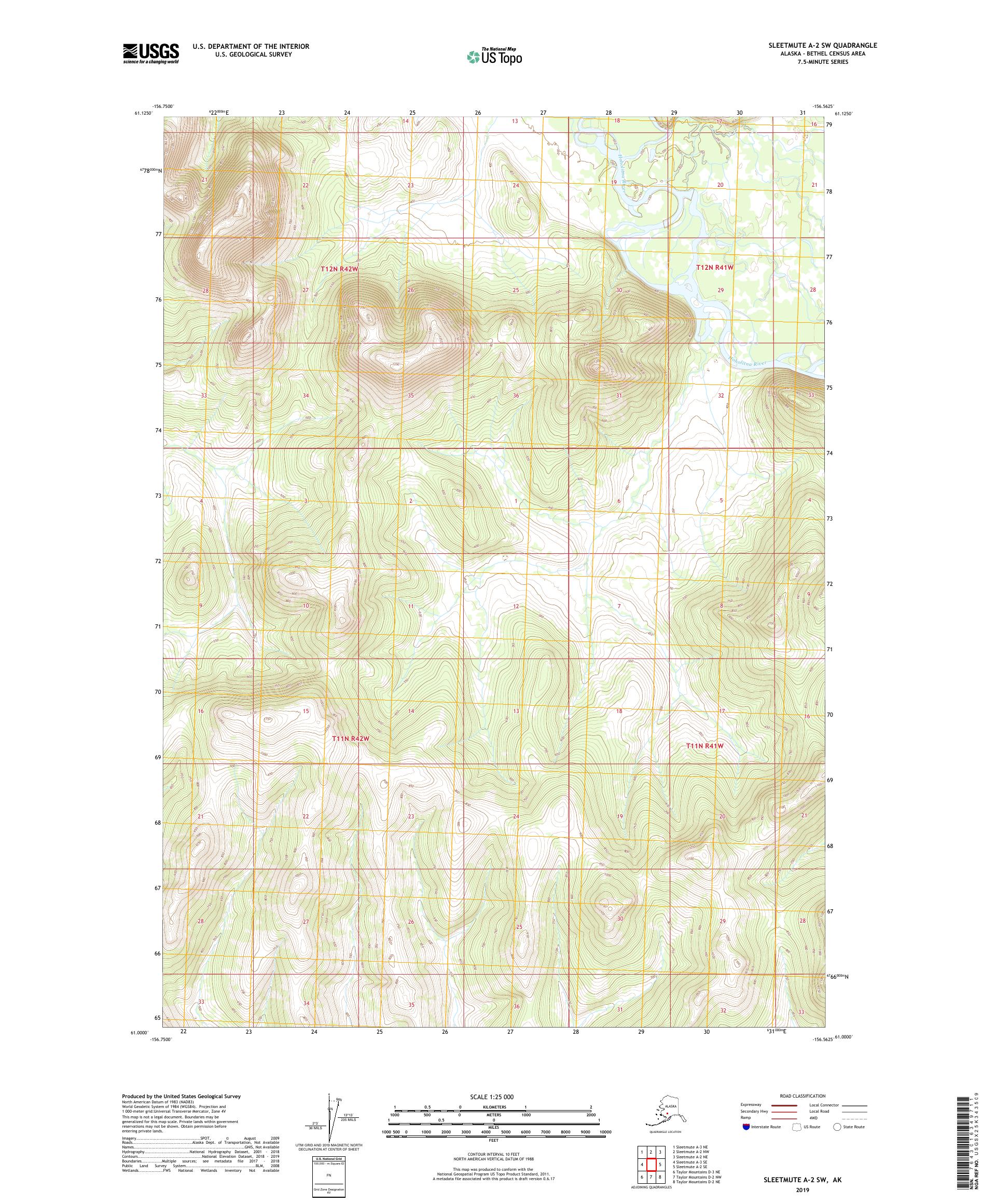 Sleetmute A-2 SW Alaska US Topo Map – MyTopo Map Store