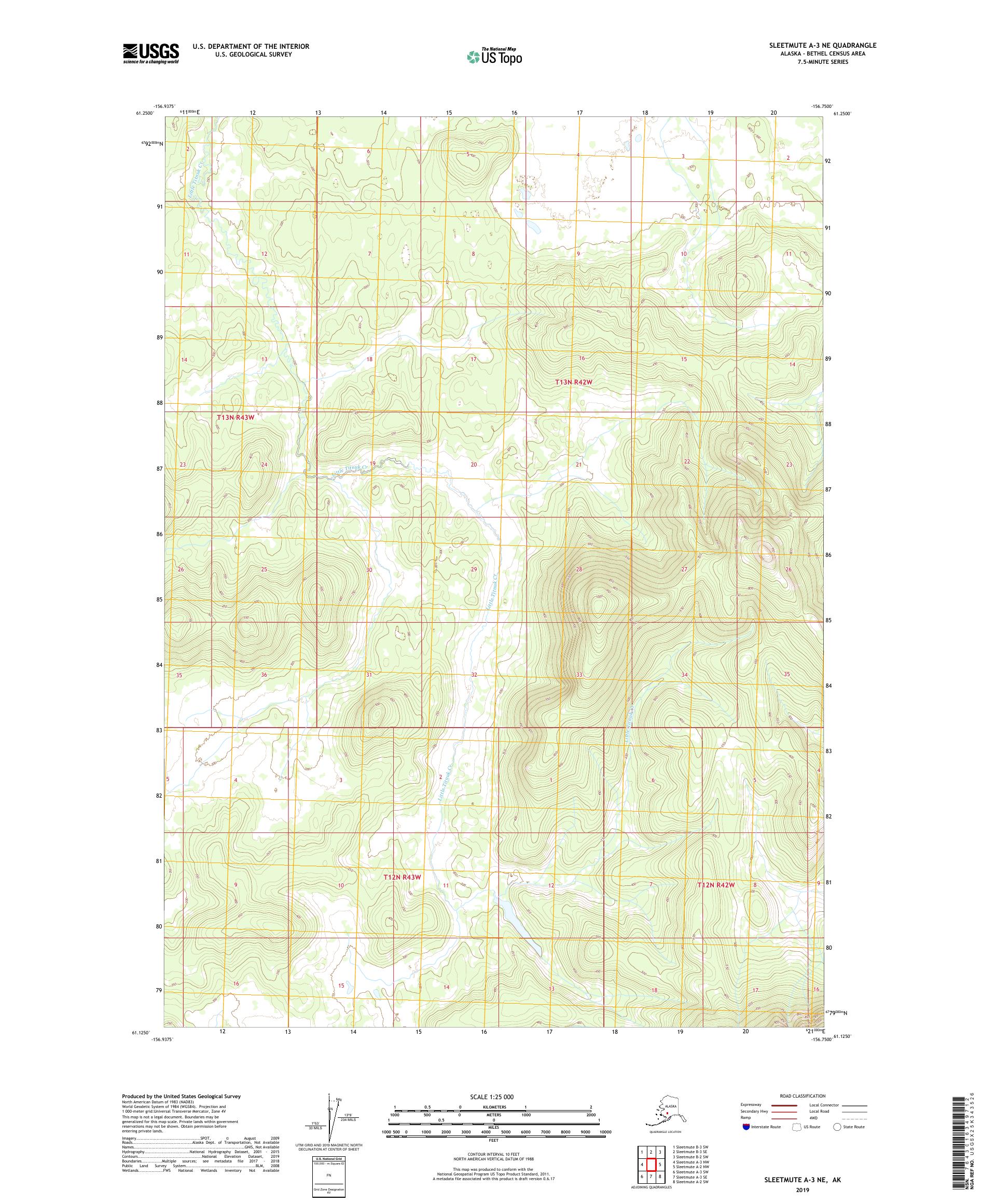 Sleetmute A-3 NE Alaska US Topo Map – MyTopo Map Store