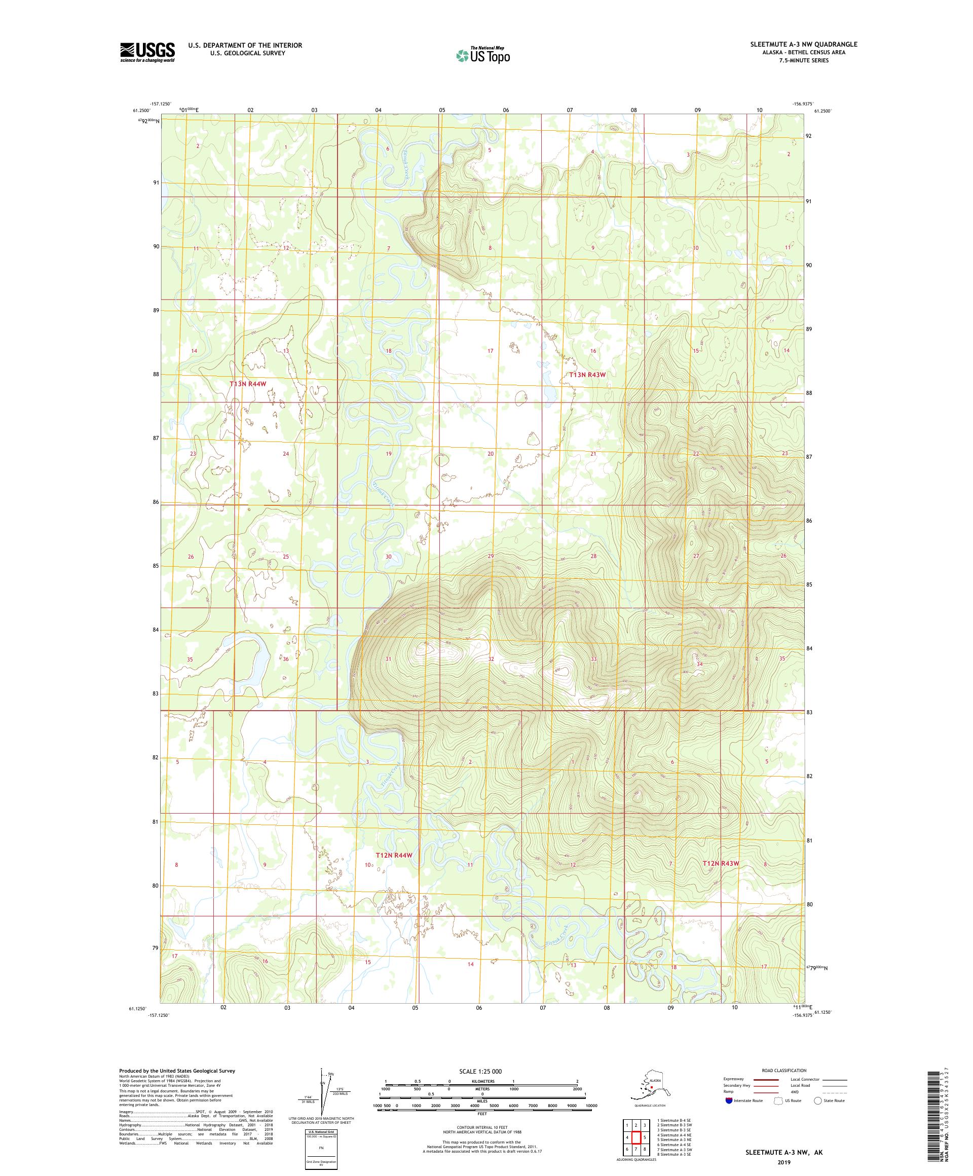 Sleetmute A-3 NW Alaska US Topo Map – MyTopo Map Store