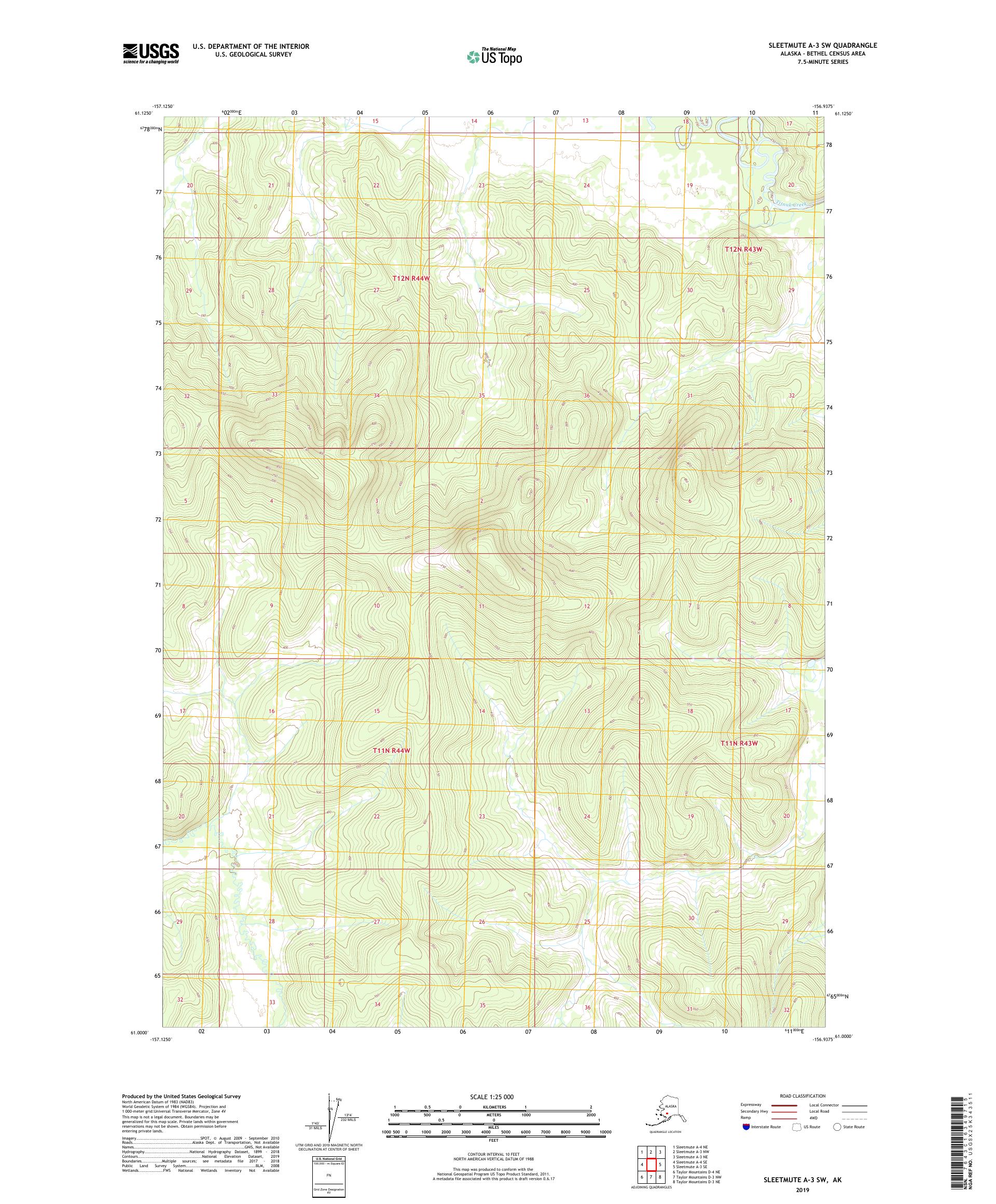Sleetmute A-3 SW Alaska US Topo Map – MyTopo Map Store