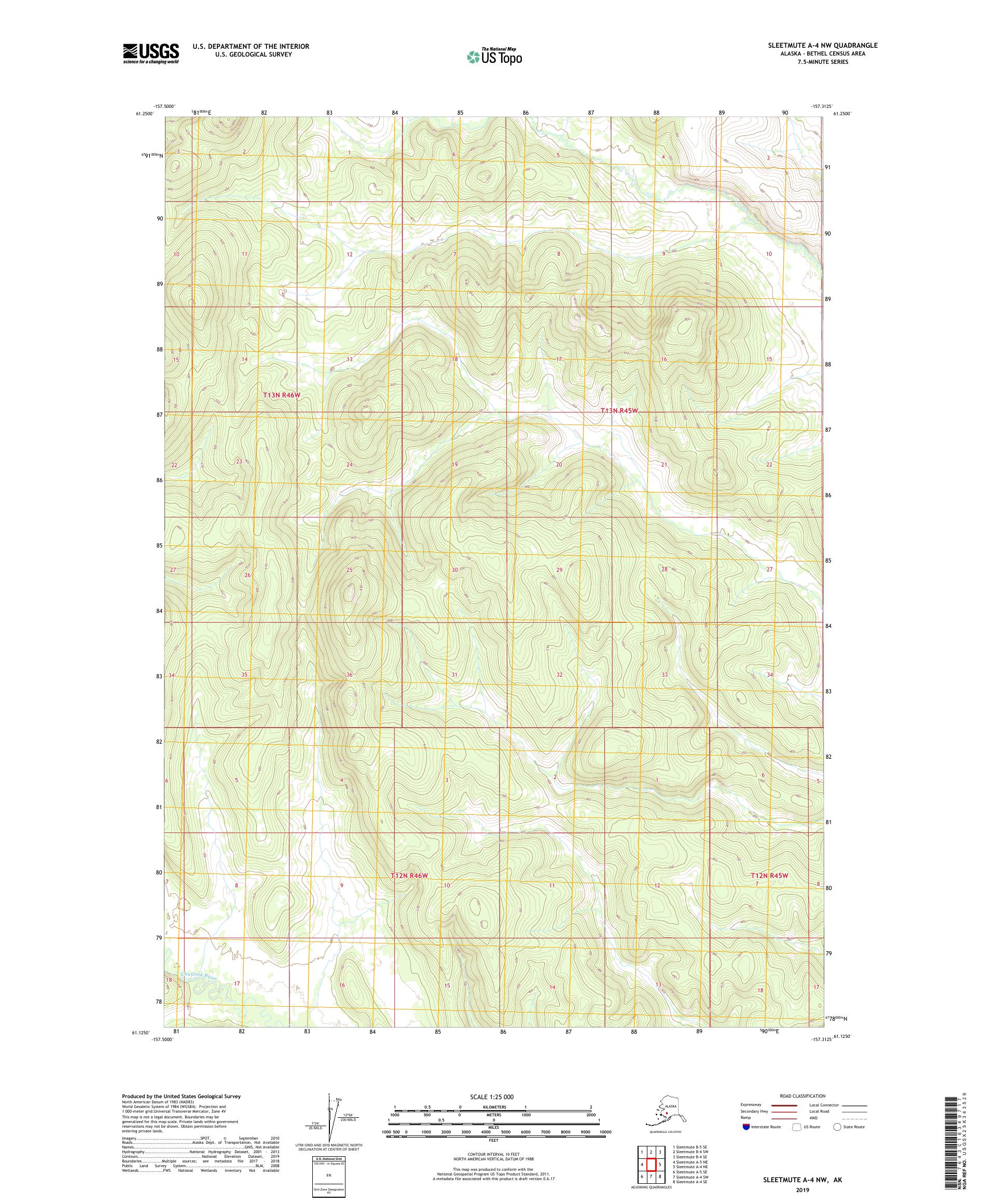 Sleetmute A-4 NW Alaska US Topo Map – MyTopo Map Store