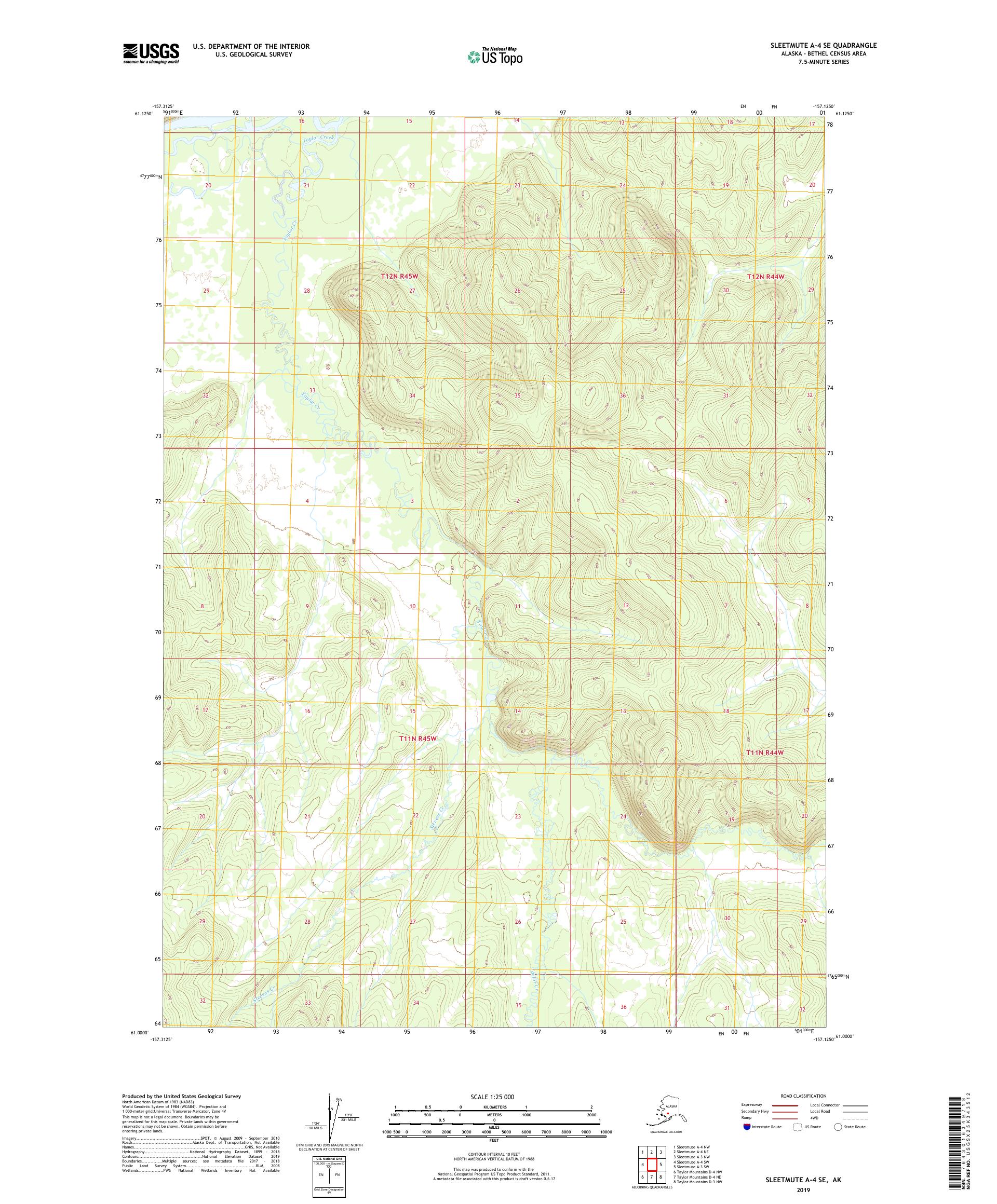 Sleetmute A-4 SE Alaska US Topo Map – MyTopo Map Store