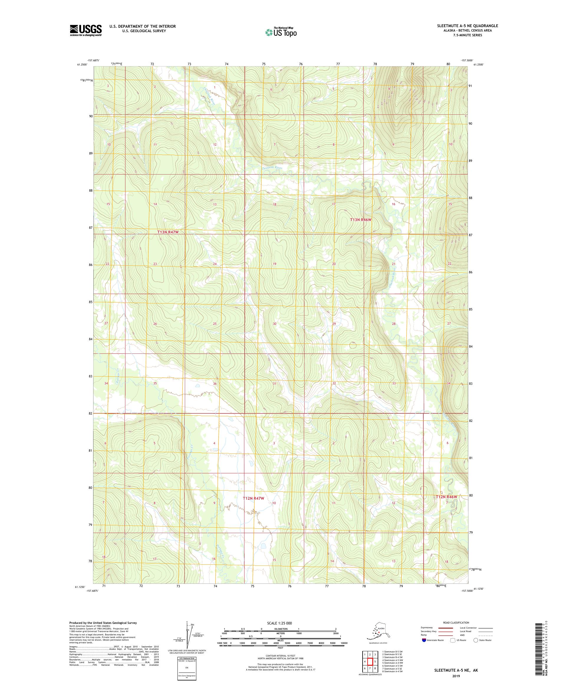 Sleetmute A-5 NE Alaska US Topo Map – MyTopo Map Store