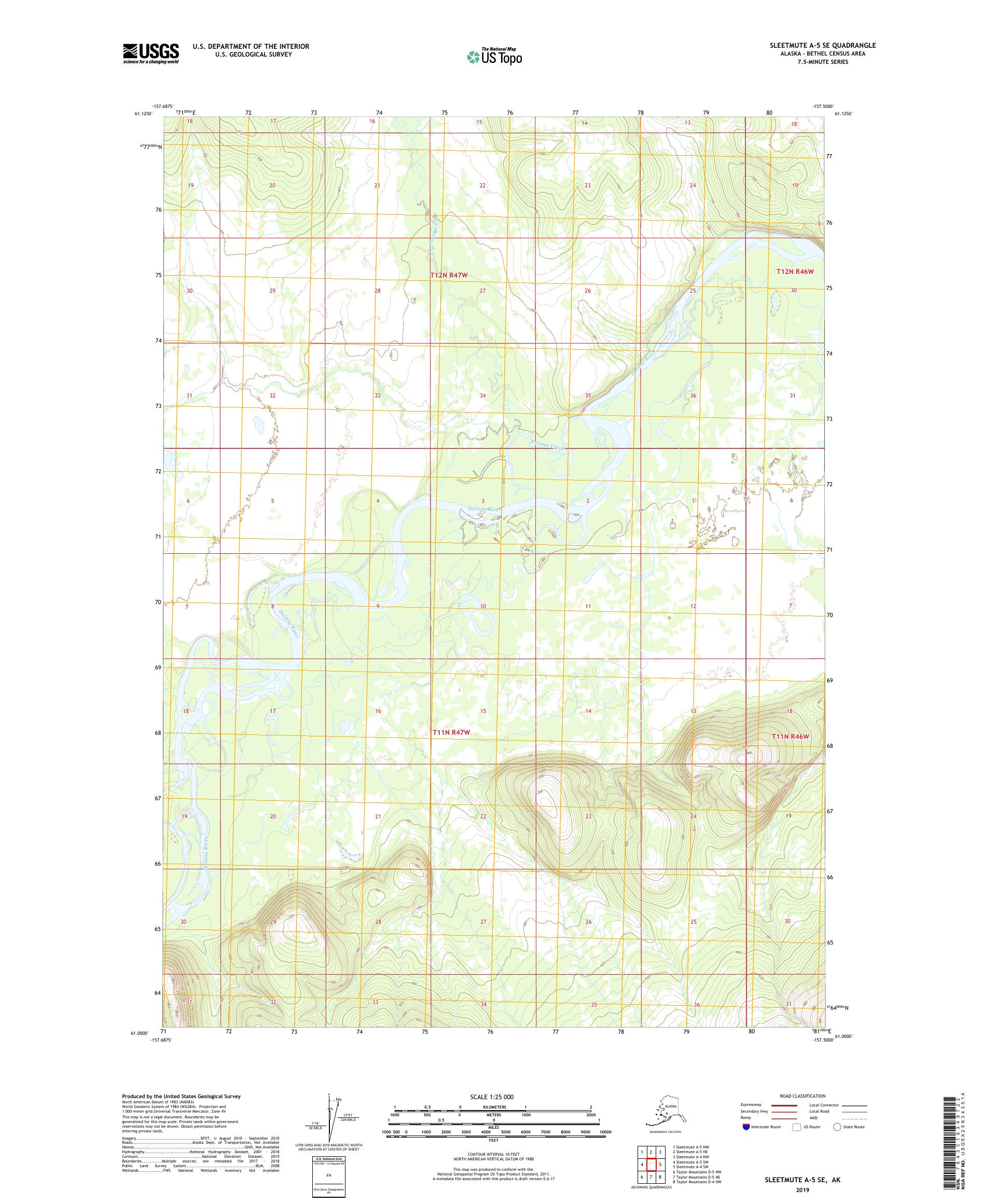 Sleetmute A-5 SE Alaska US Topo Map – MyTopo Map Store