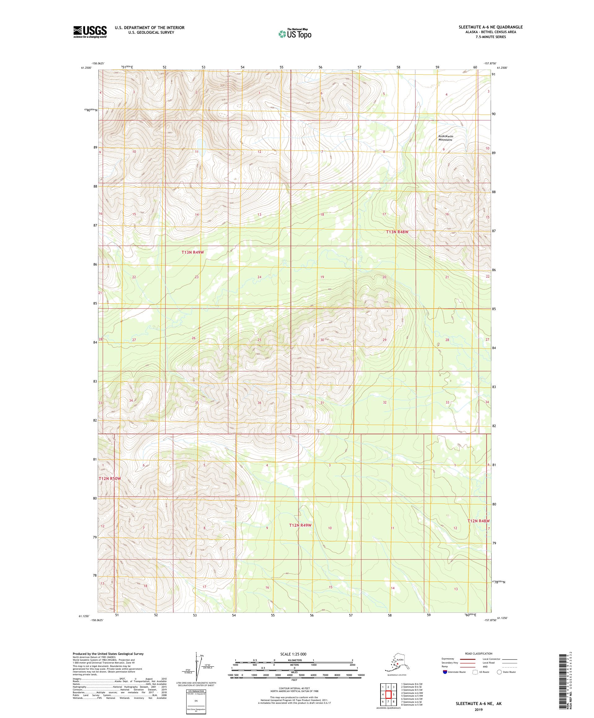 Sleetmute A-6 NE Alaska US Topo Map – MyTopo Map Store
