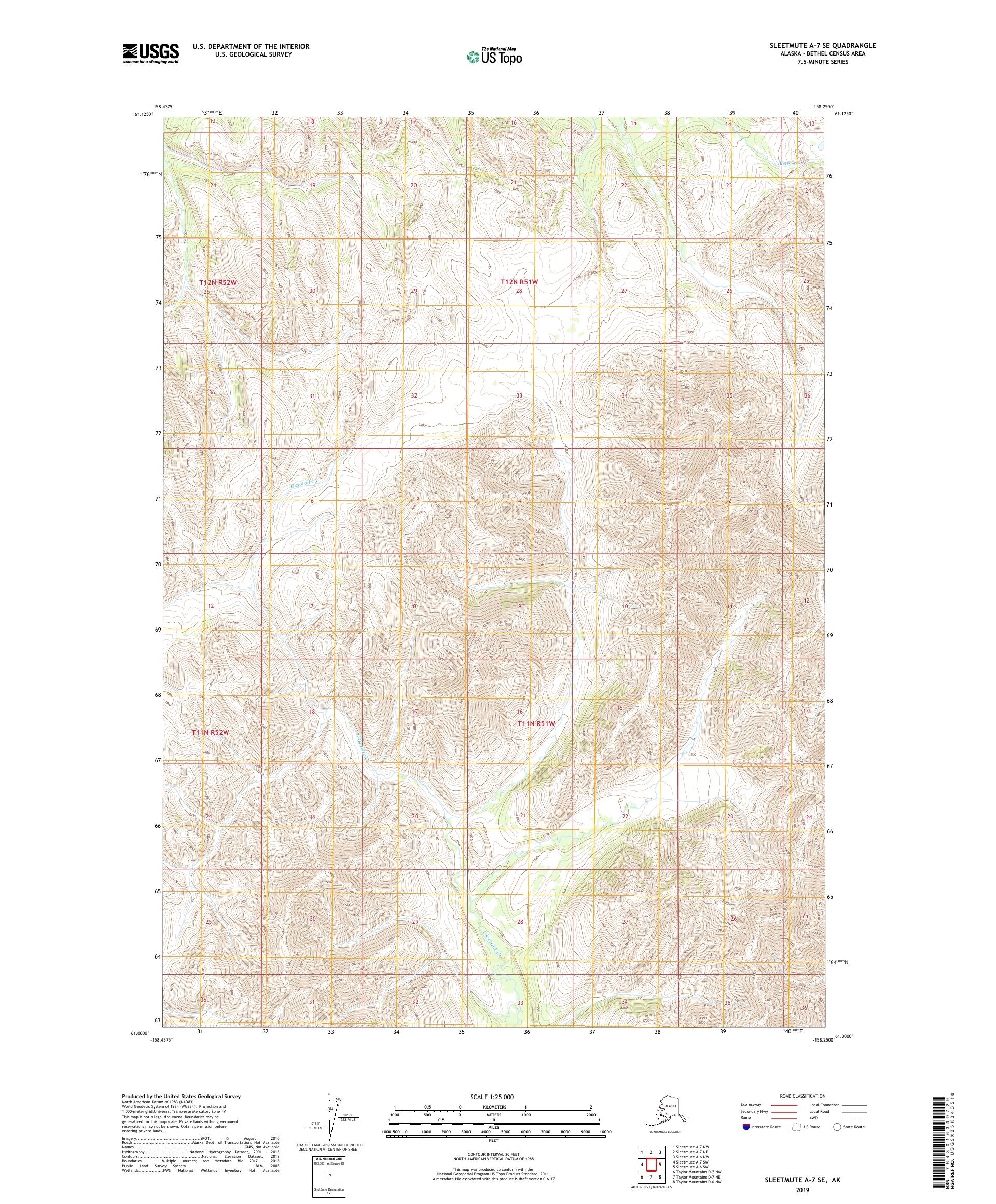 Sleetmute A-7 SE Alaska US Topo Map – MyTopo Map Store