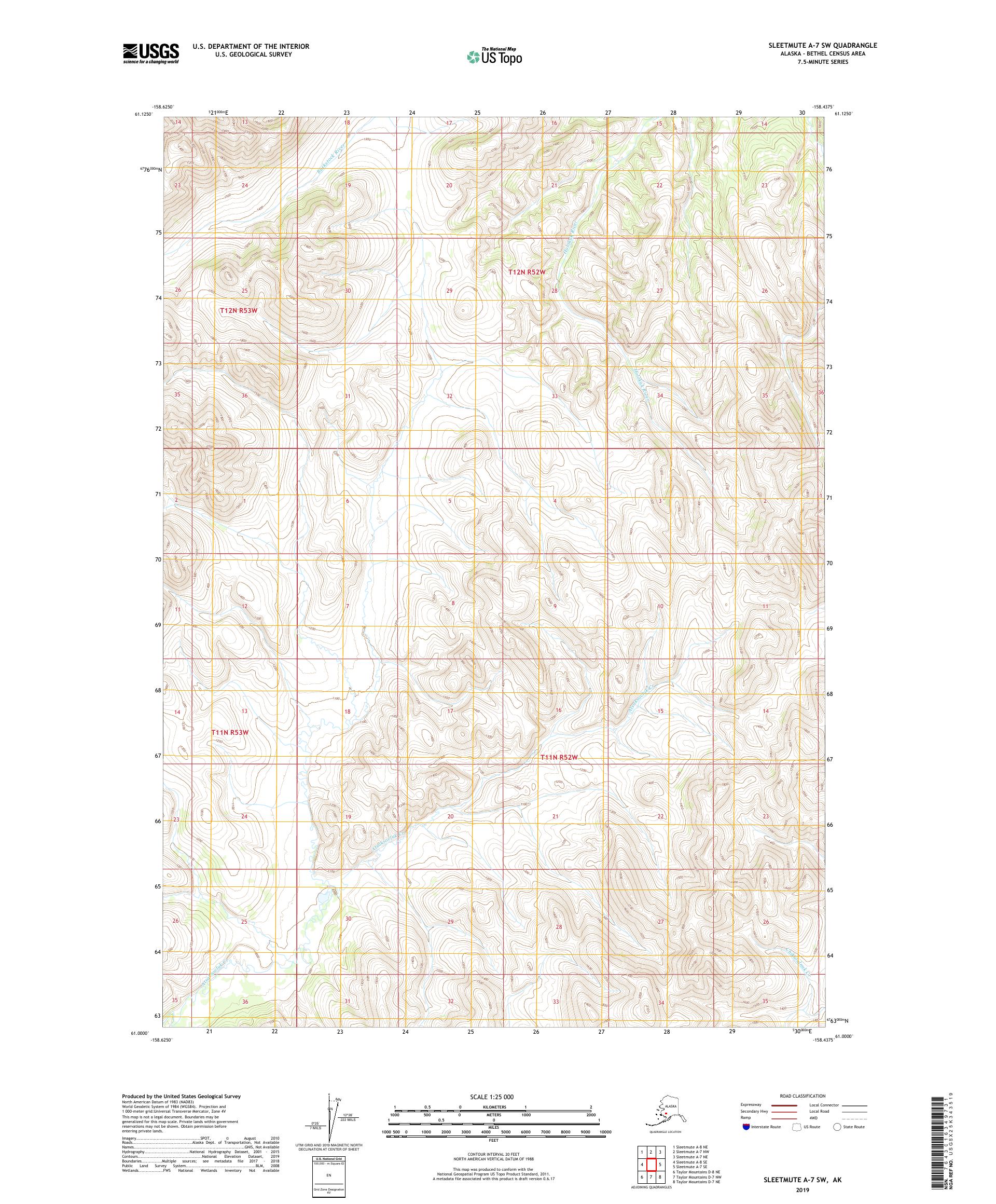Sleetmute A-7 SW Alaska US Topo Map – MyTopo Map Store