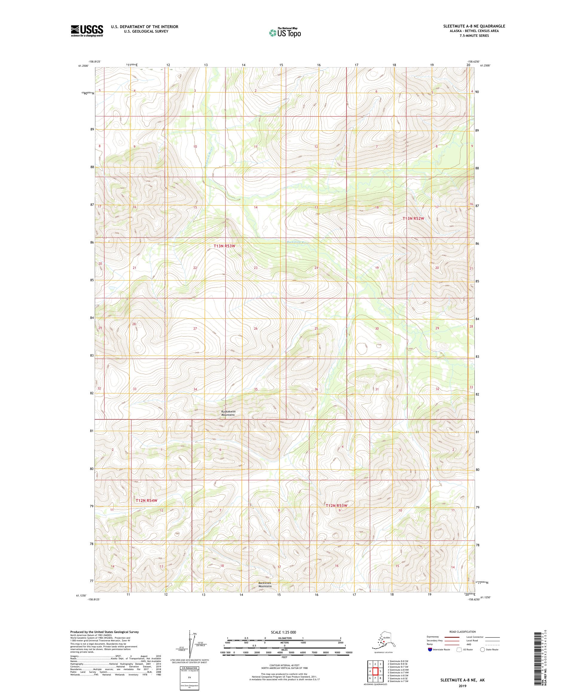 Sleetmute A-8 NE Alaska US Topo Map – MyTopo Map Store