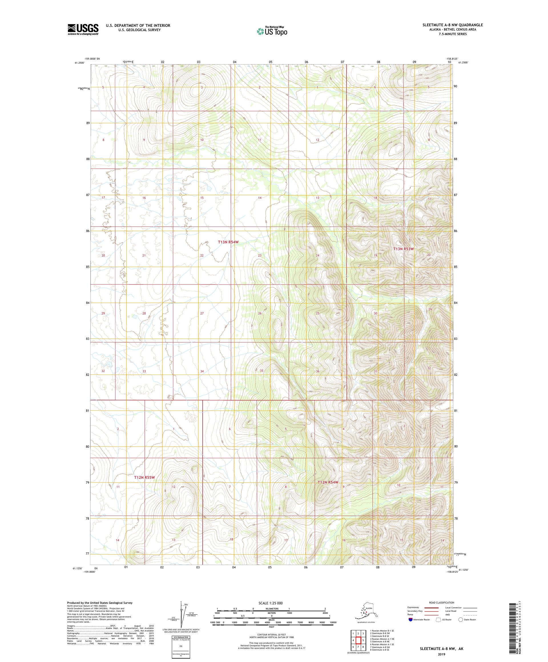 Sleetmute A-8 NW Alaska US Topo Map – MyTopo Map Store