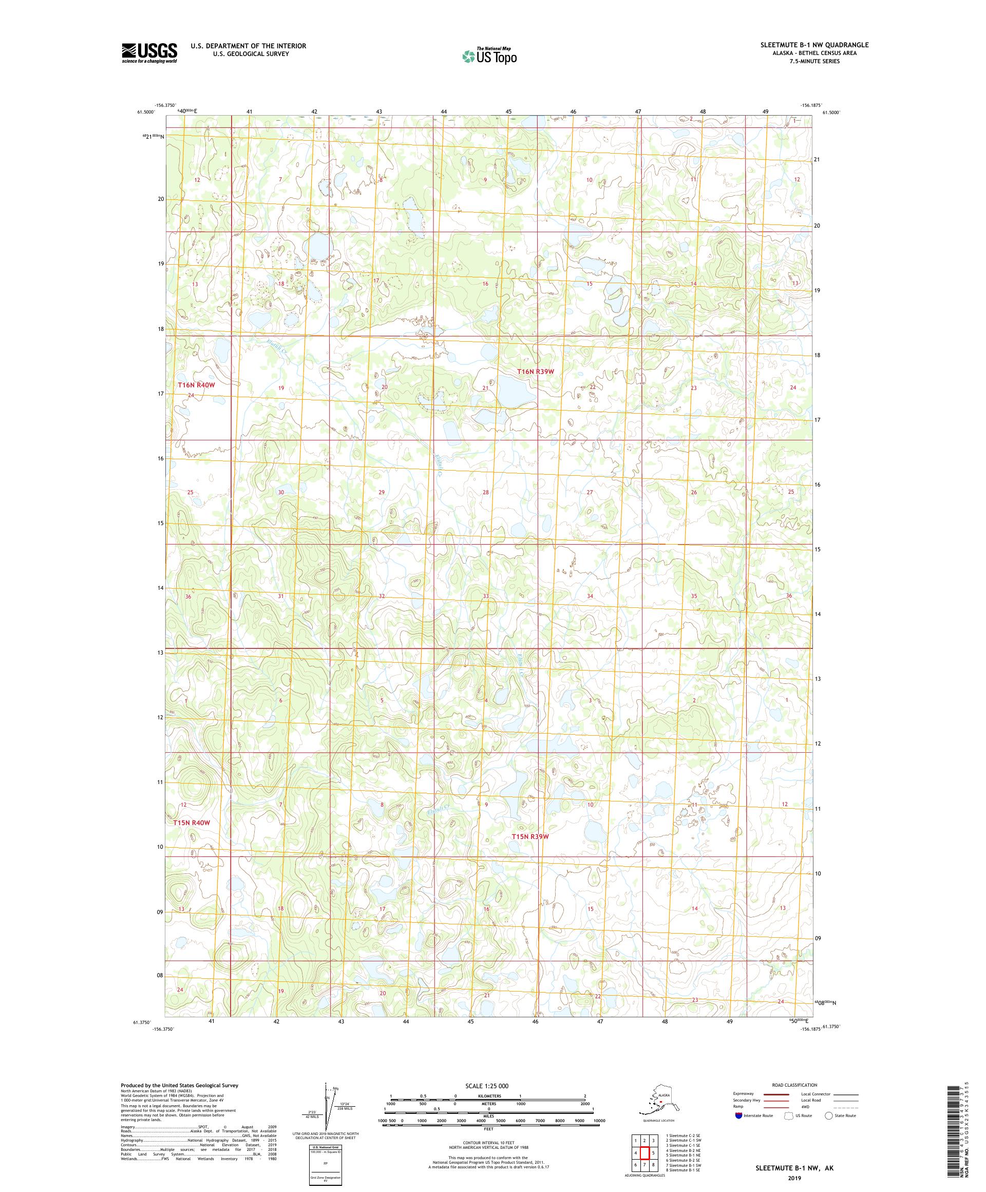 Sleetmute B-1 NW Alaska US Topo Map – MyTopo Map Store