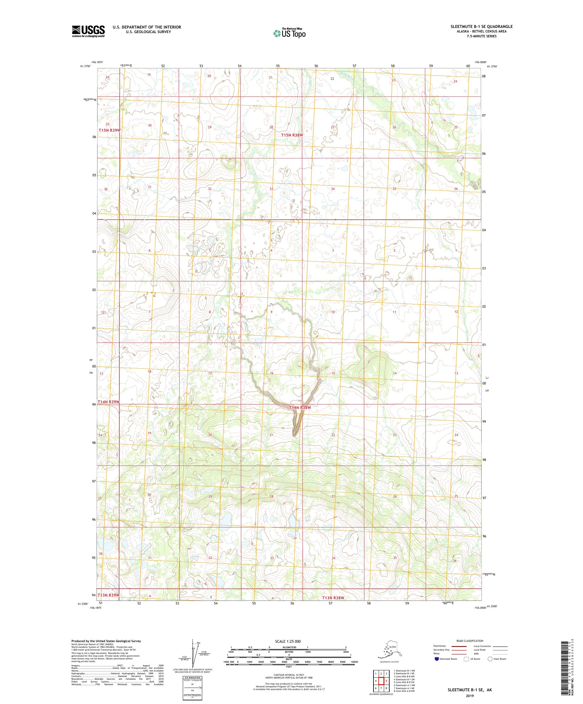Sleetmute B-1 SE Alaska US Topo Map – MyTopo Map Store