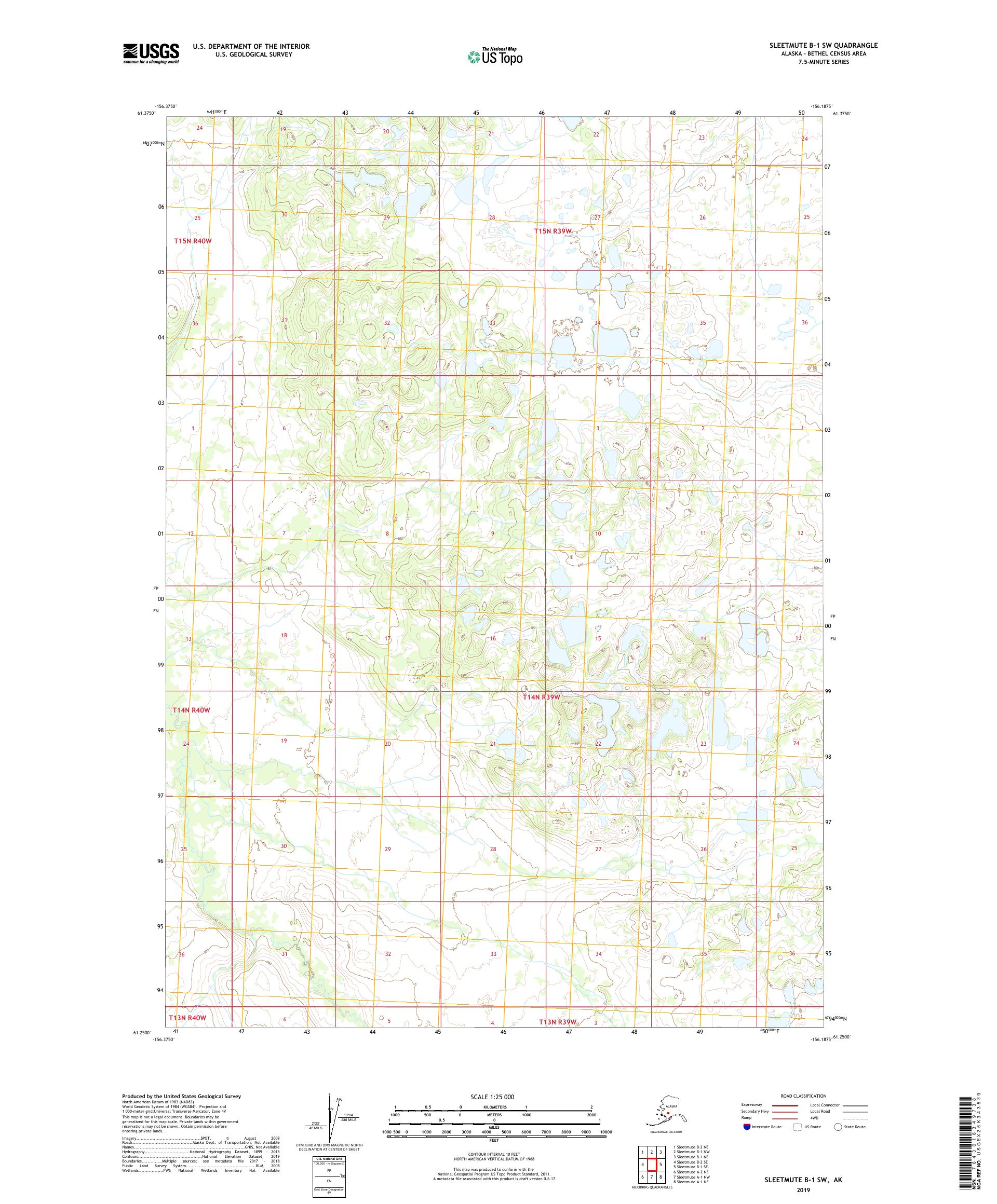 Sleetmute B-1 SW Alaska US Topo Map – MyTopo Map Store