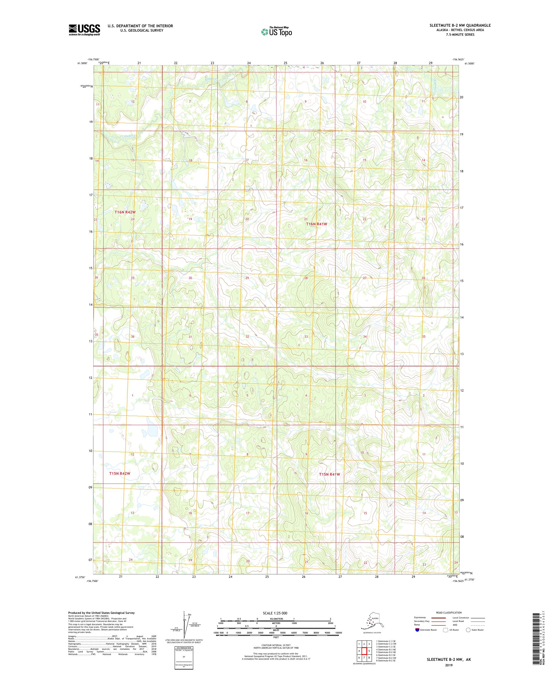 Sleetmute B-2 NW Alaska US Topo Map – MyTopo Map Store