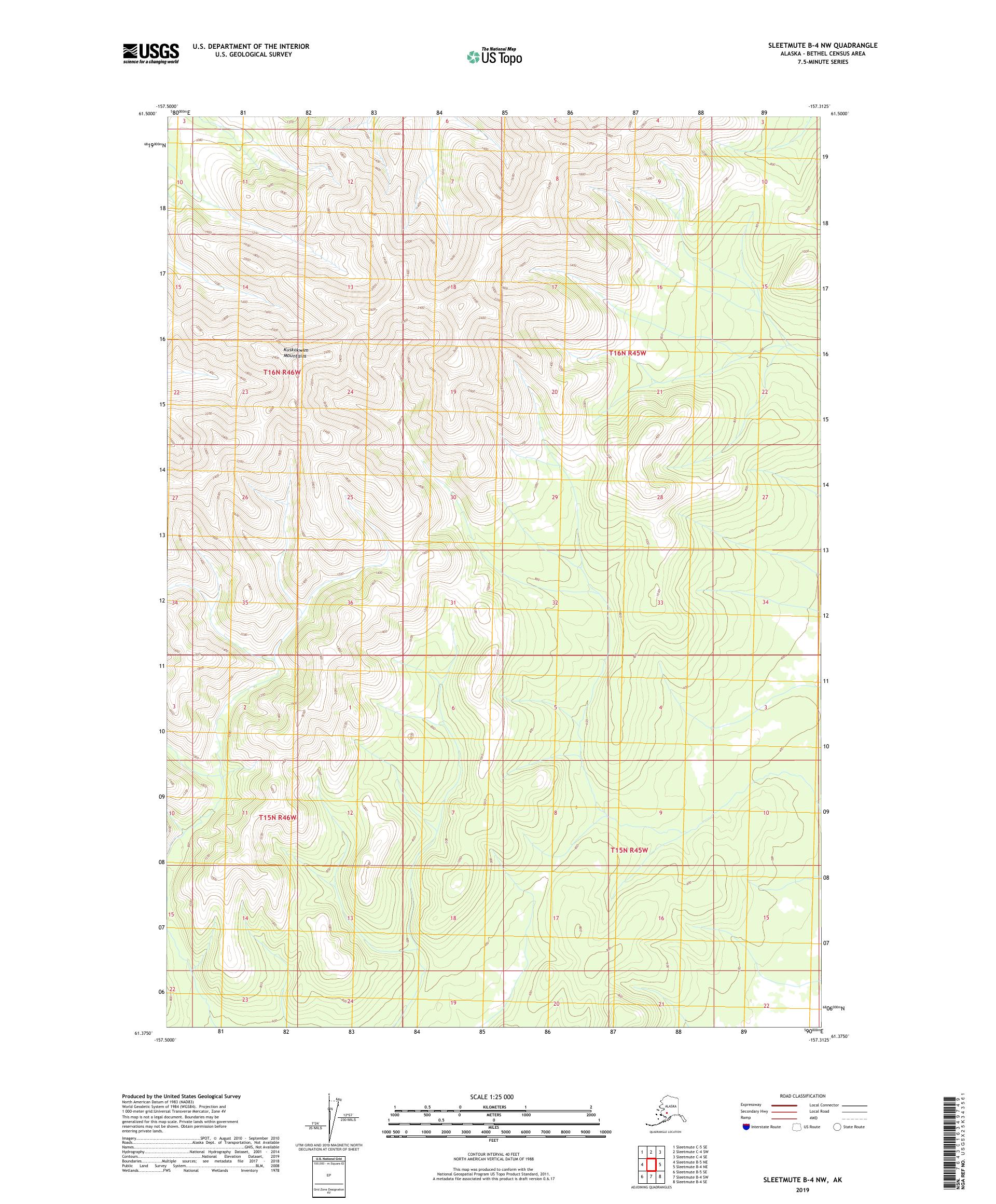 Sleetmute B-4 NW Alaska US Topo Map – MyTopo Map Store