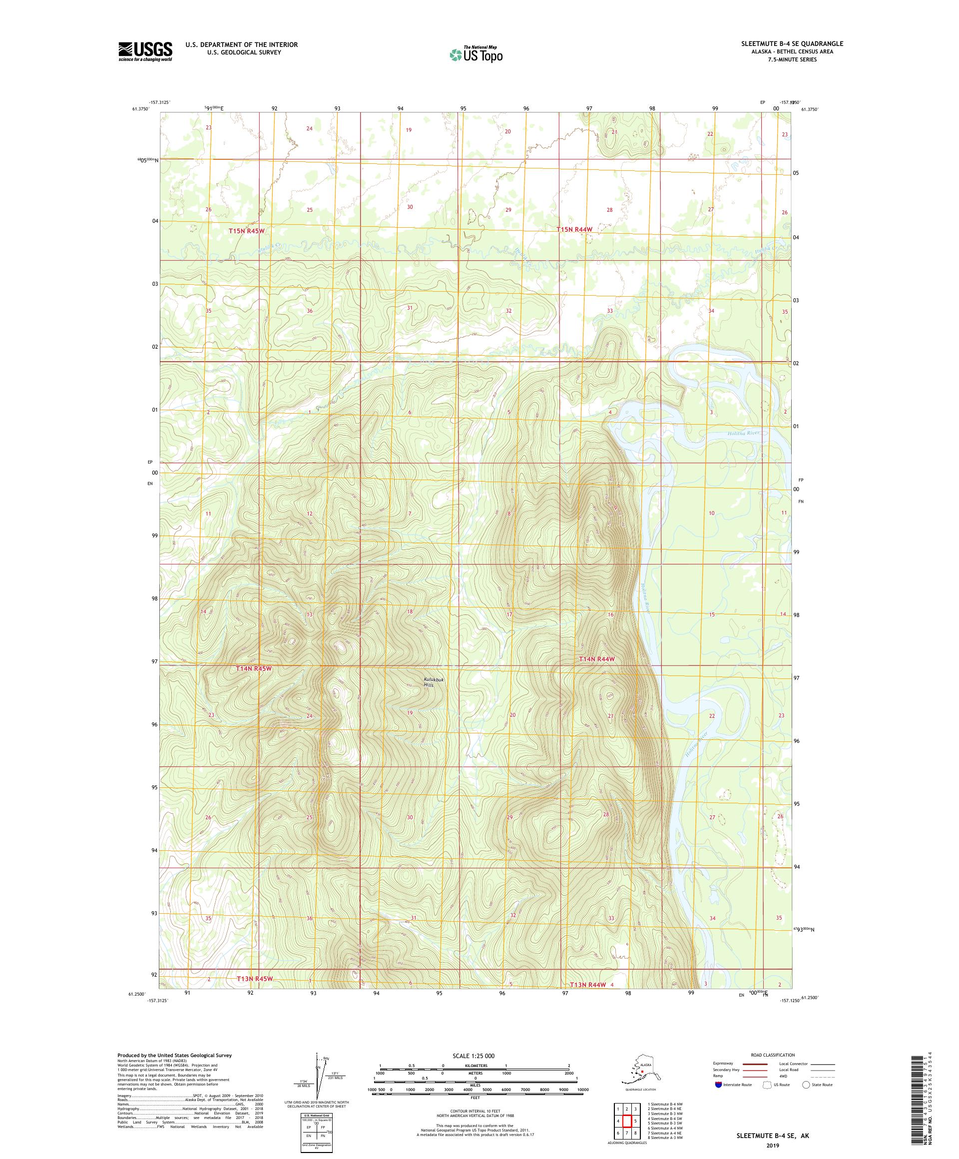 Sleetmute B-4 SE Alaska US Topo Map – MyTopo Map Store