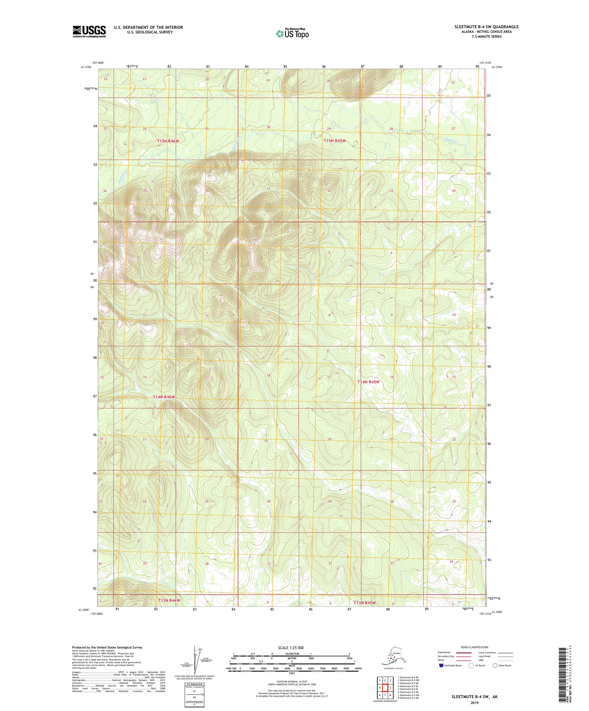 Sleetmute B-4 SW Alaska US Topo Map – MyTopo Map Store