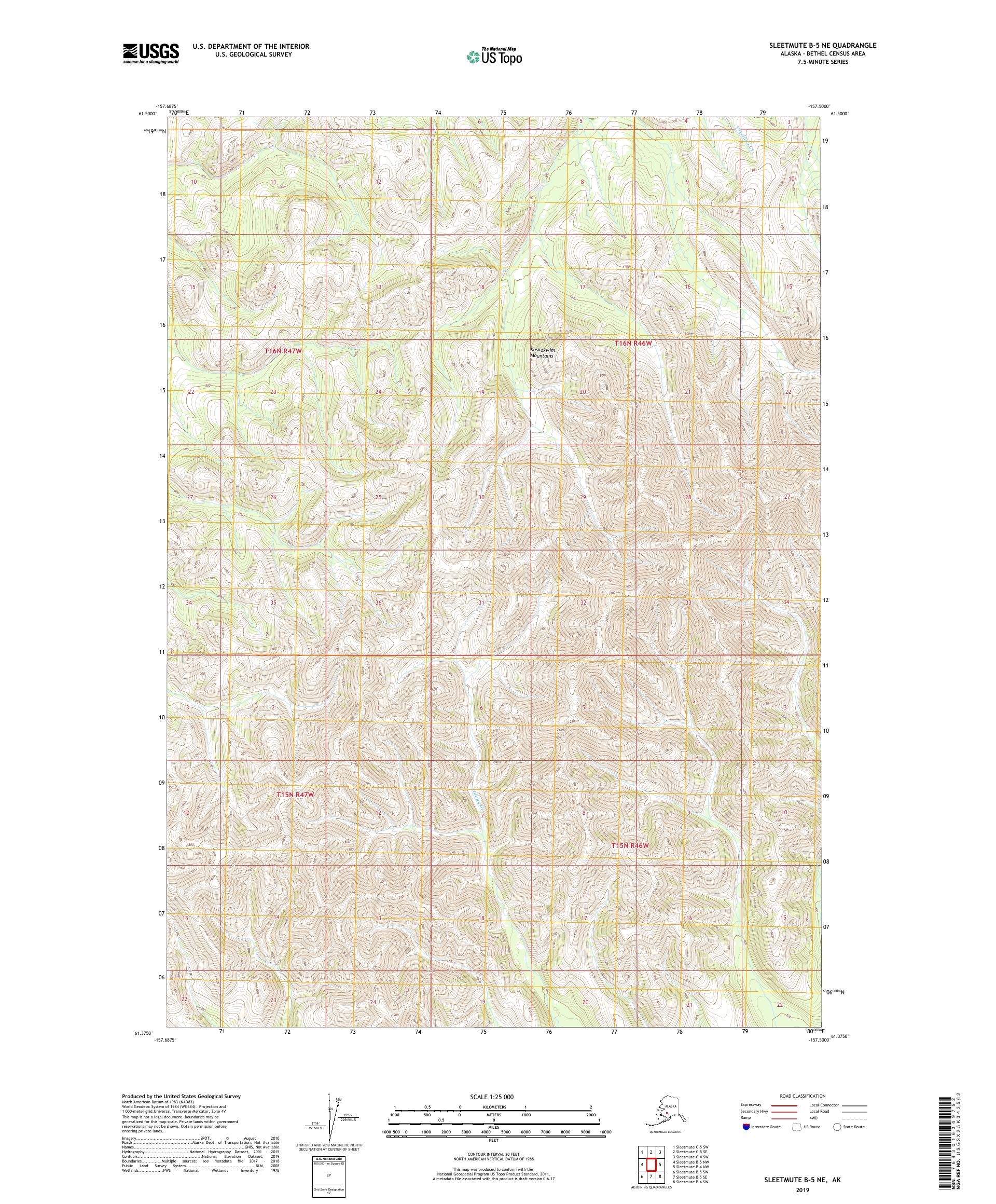 Sleetmute B-5 NE Alaska US Topo Map – MyTopo Map Store