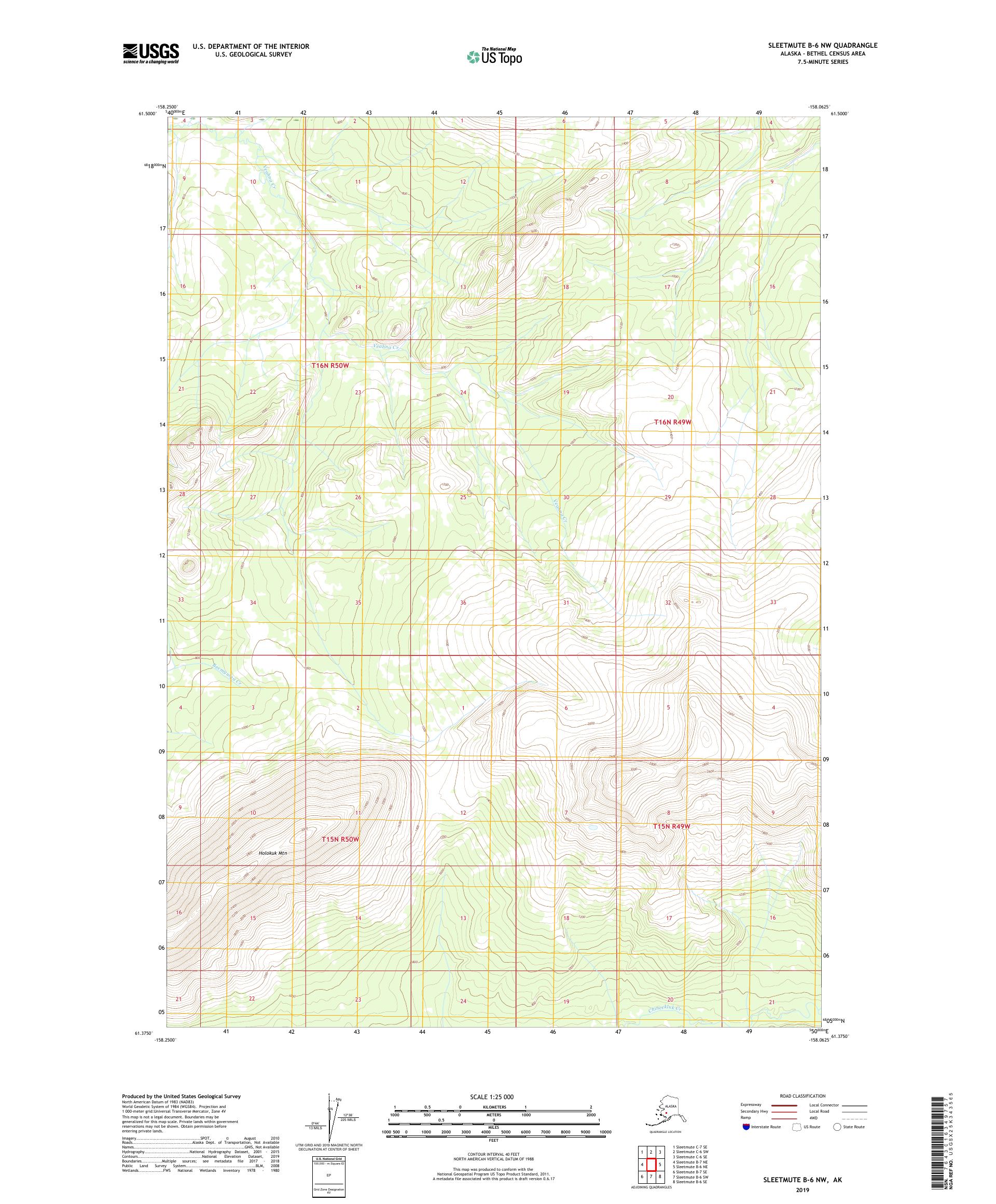 Sleetmute B-6 NW Alaska US Topo Map – MyTopo Map Store