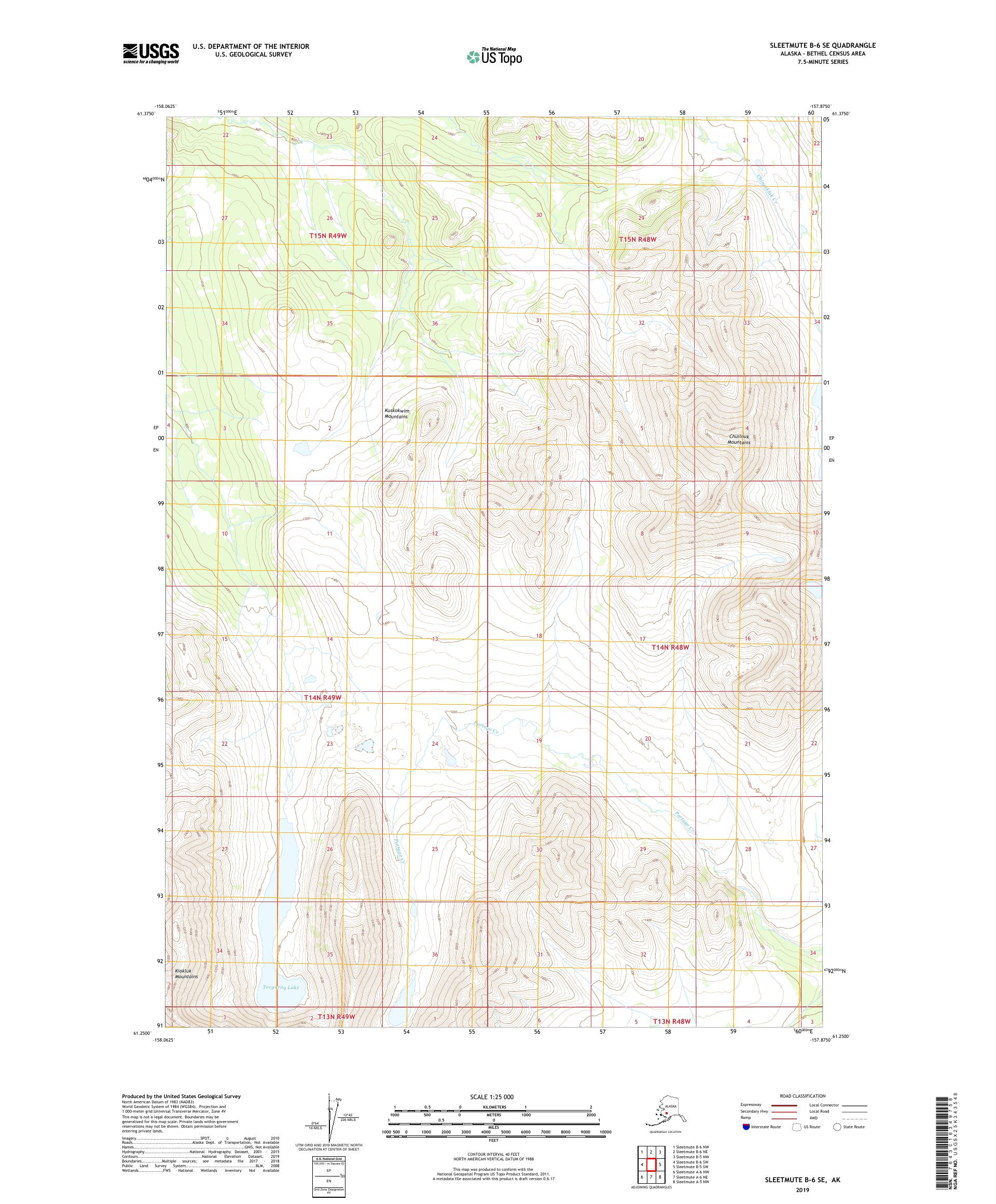 Sleetmute B-6 SE Alaska US Topo Map – MyTopo Map Store