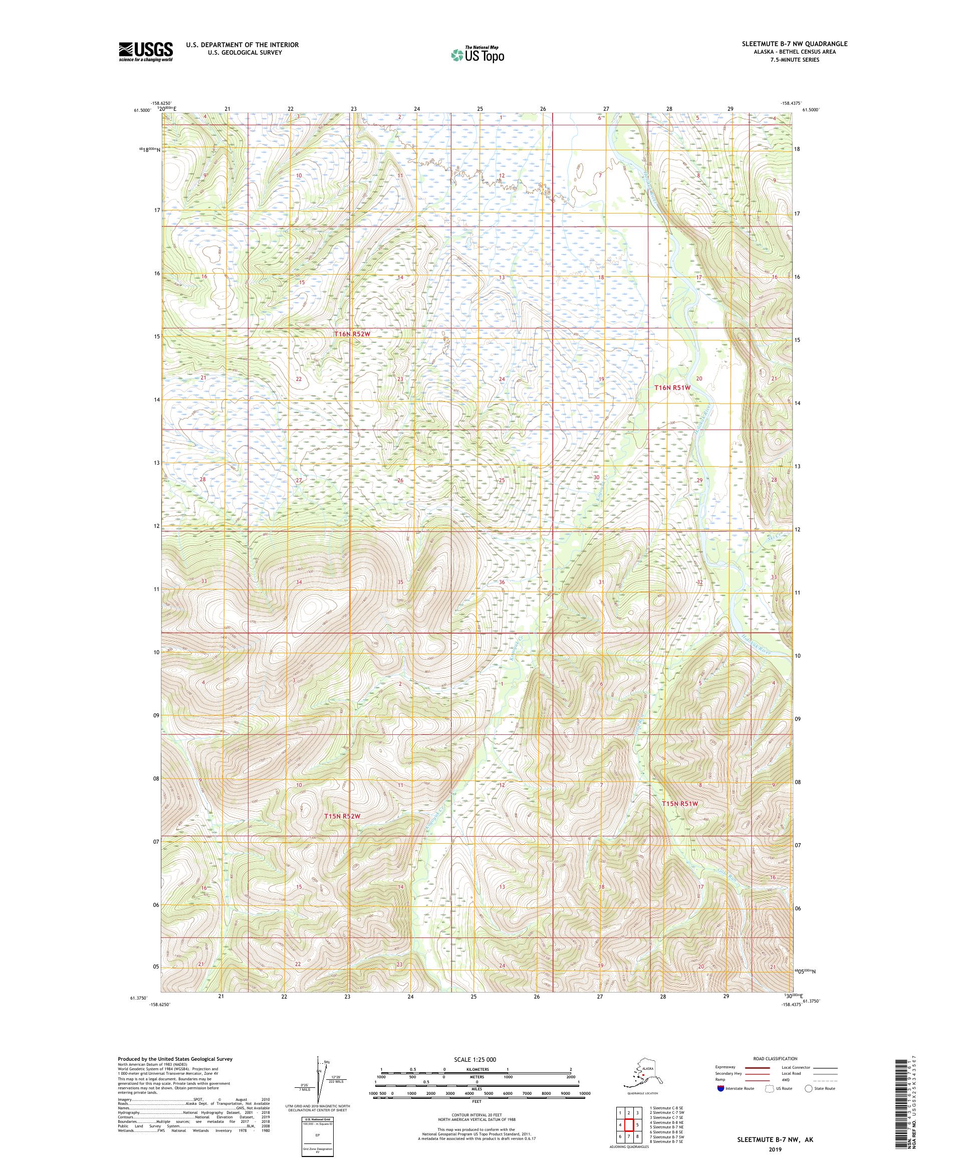 Sleetmute B-7 NW Alaska US Topo Map – MyTopo Map Store