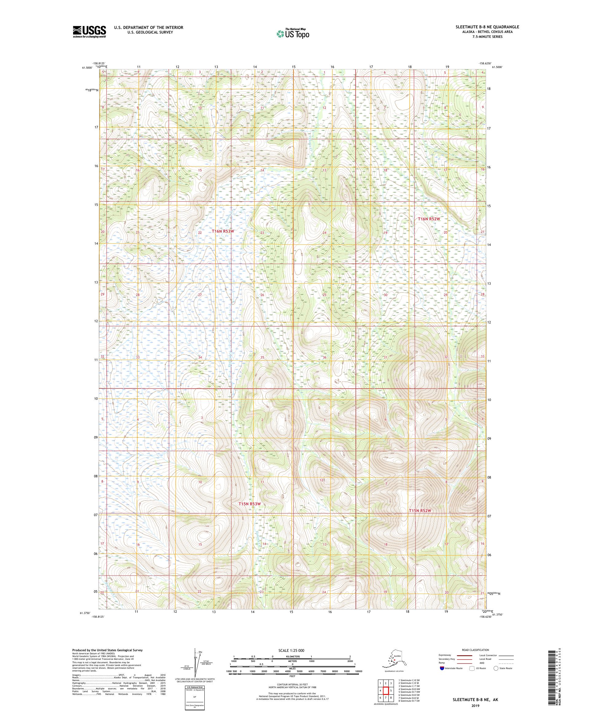 Sleetmute B-8 NE Alaska US Topo Map – MyTopo Map Store