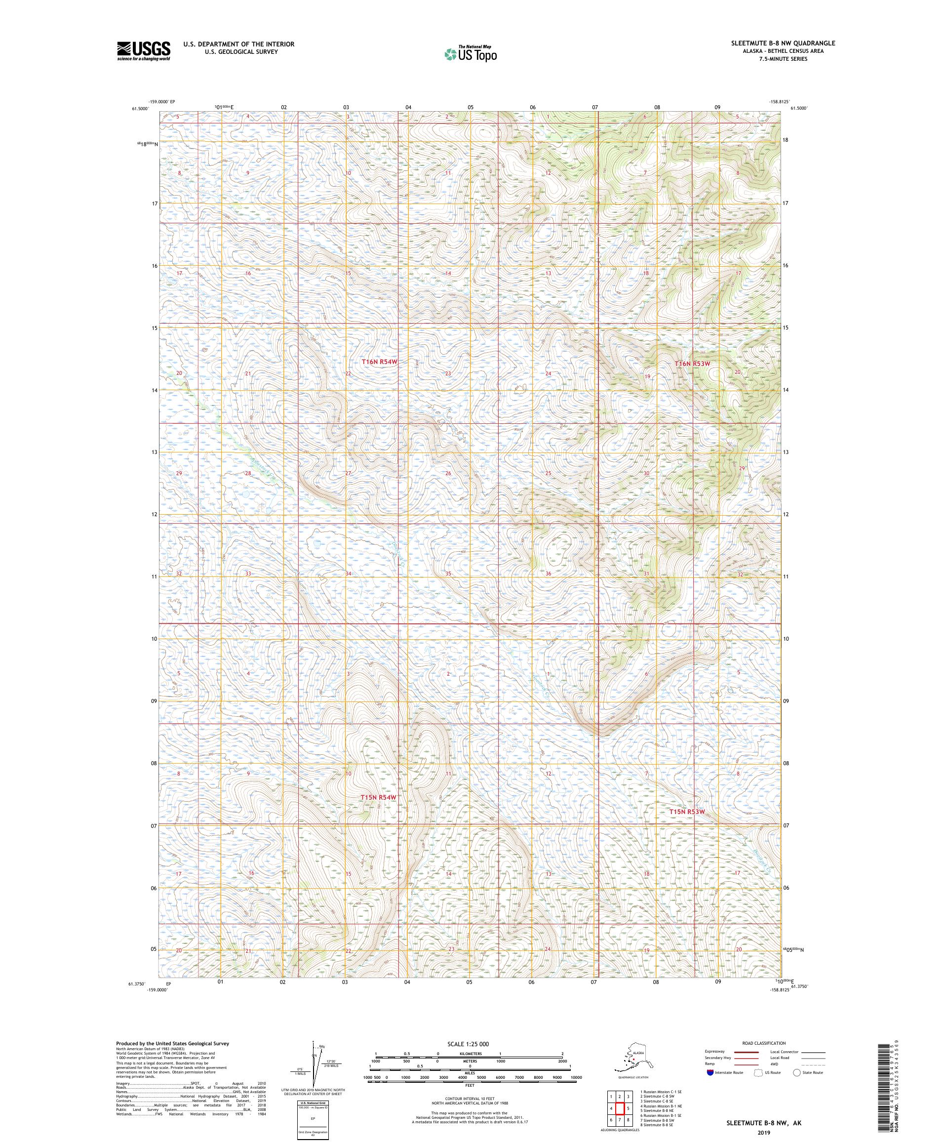 Sleetmute B-8 NW Alaska US Topo Map – MyTopo Map Store