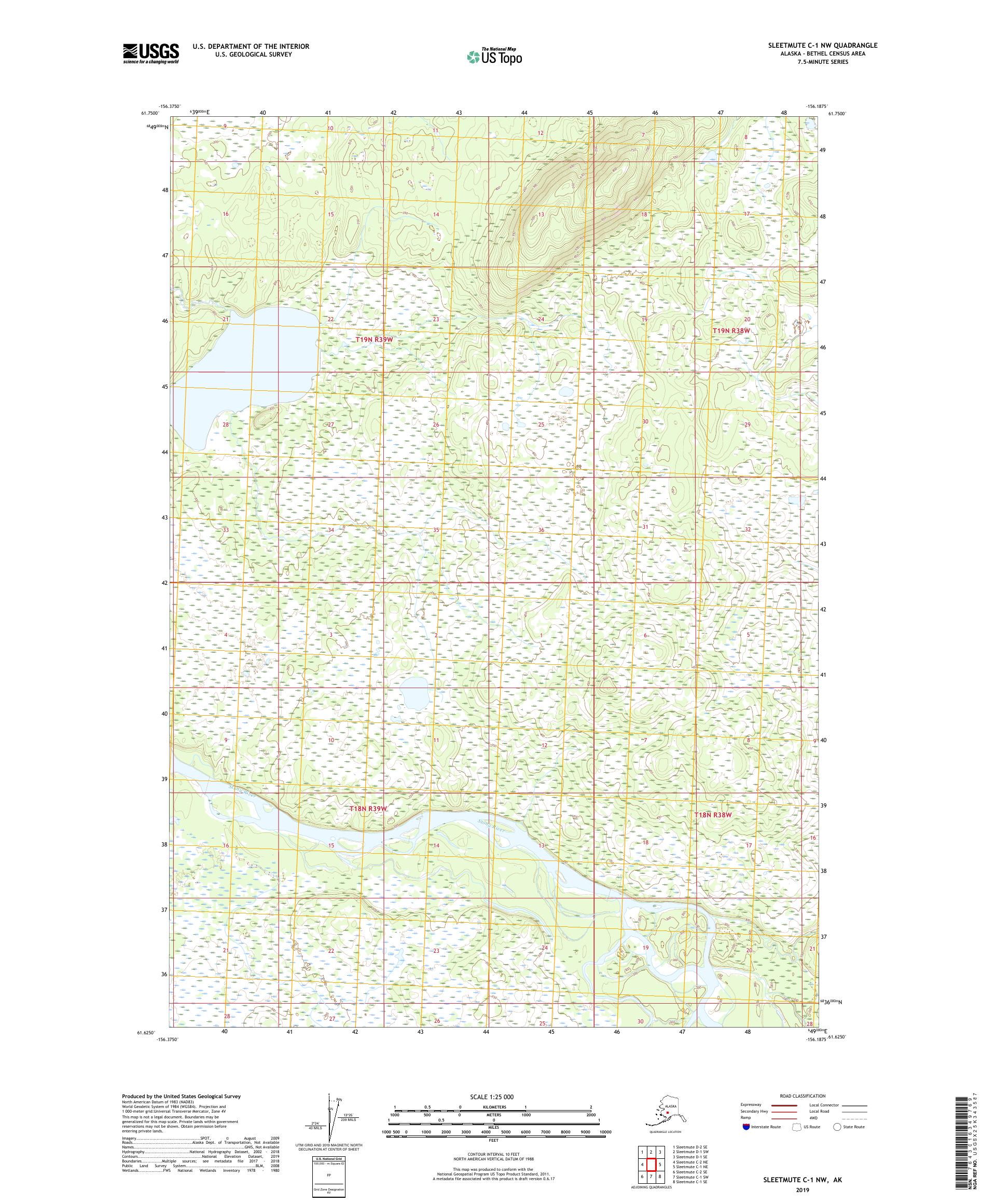 Sleetmute C-1 NW Alaska US Topo Map – MyTopo Map Store