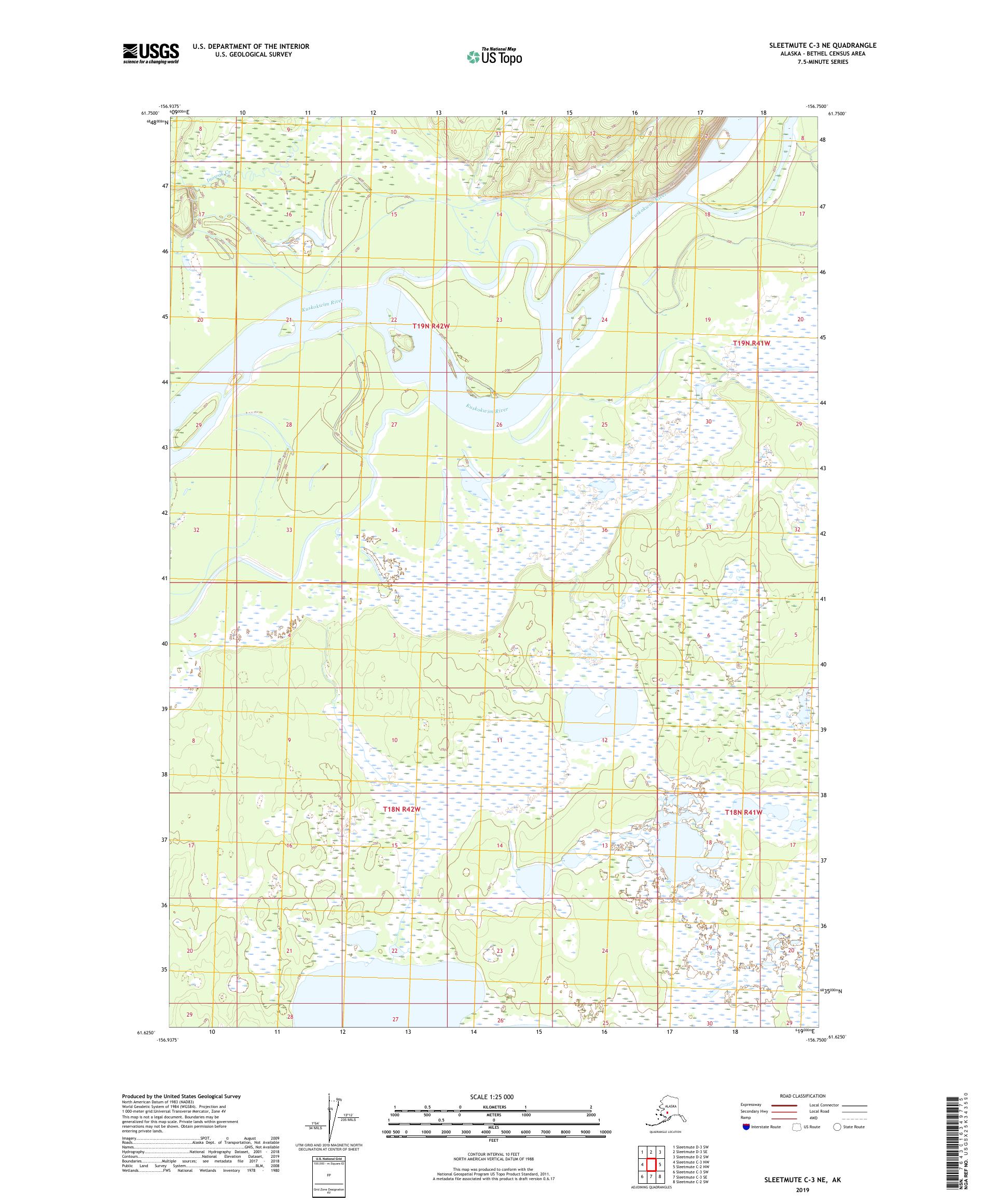 Sleetmute C-3 NE Alaska US Topo Map – MyTopo Map Store