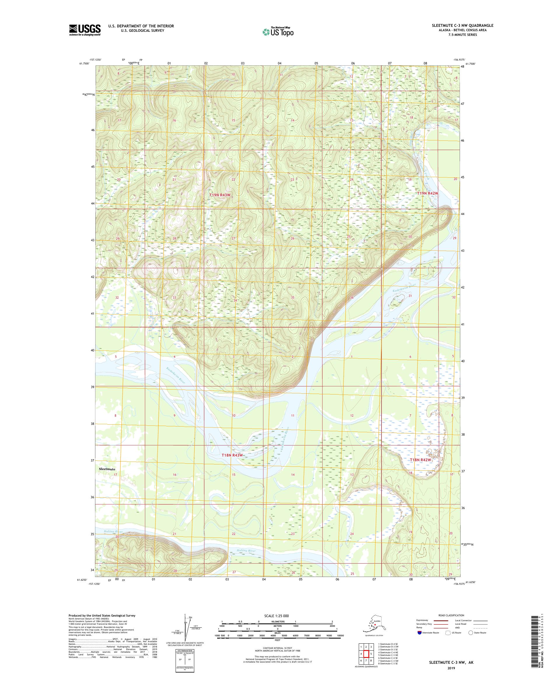 Sleetmute C-3 NW Alaska US Topo Map – MyTopo Map Store
