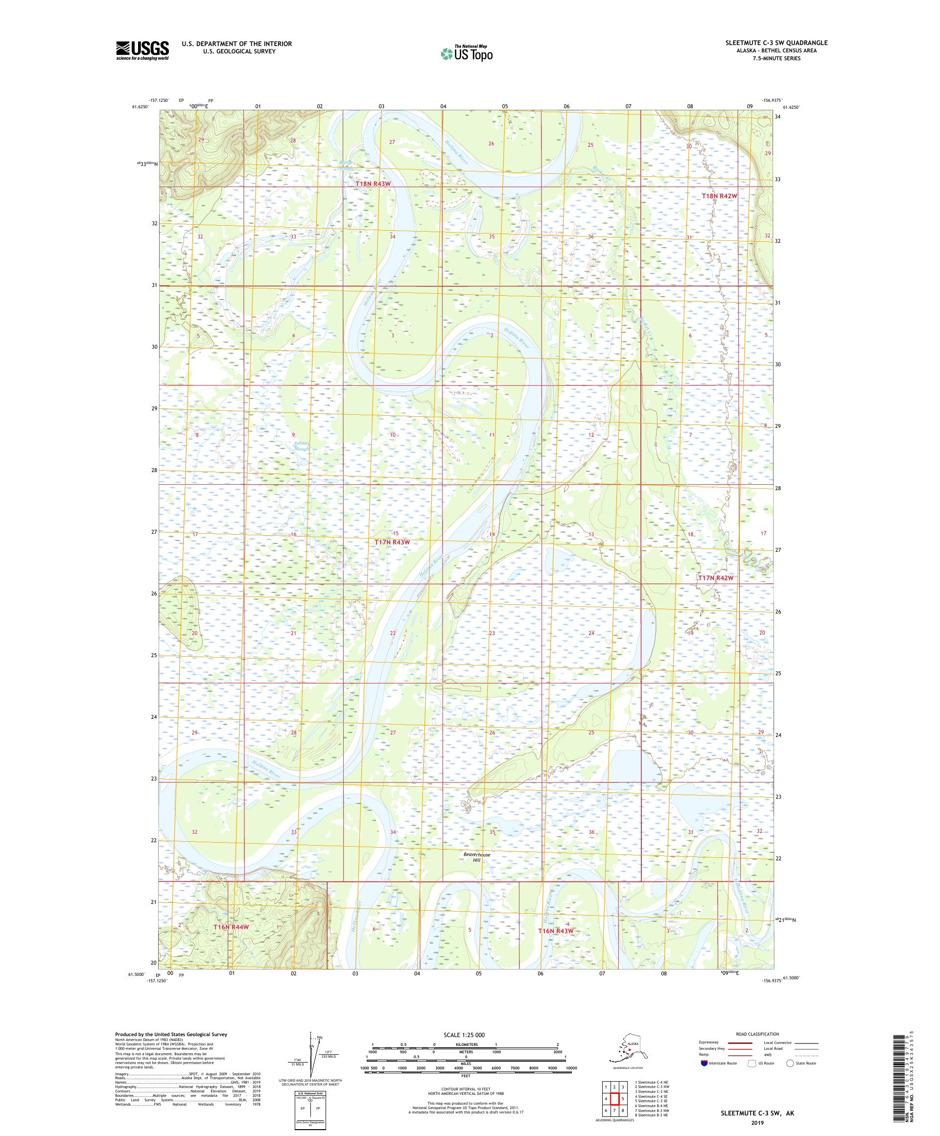 Sleetmute C-3 SW Alaska US Topo Map – MyTopo Map Store
