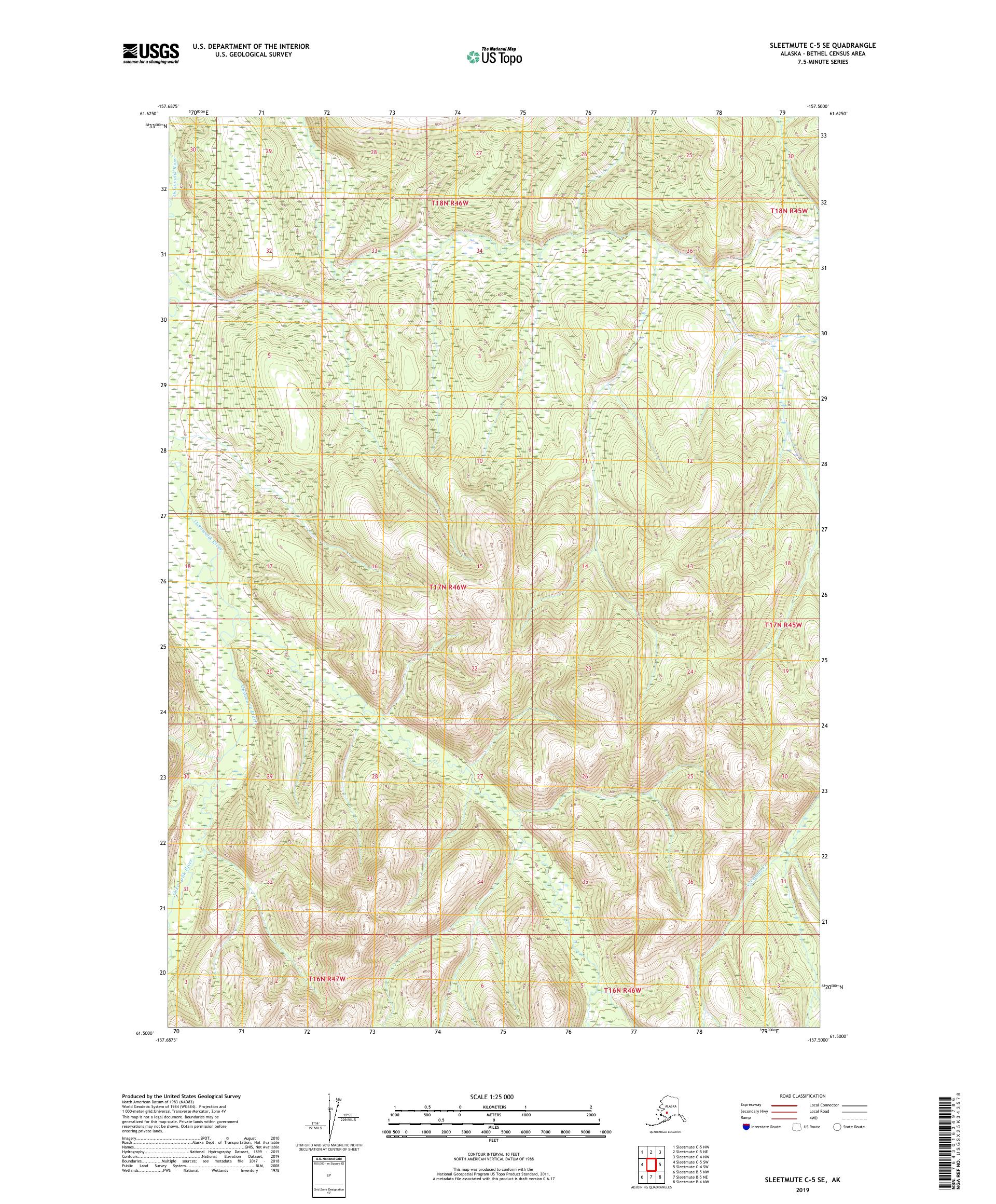 Sleetmute C-5 SE Alaska US Topo Map – MyTopo Map Store