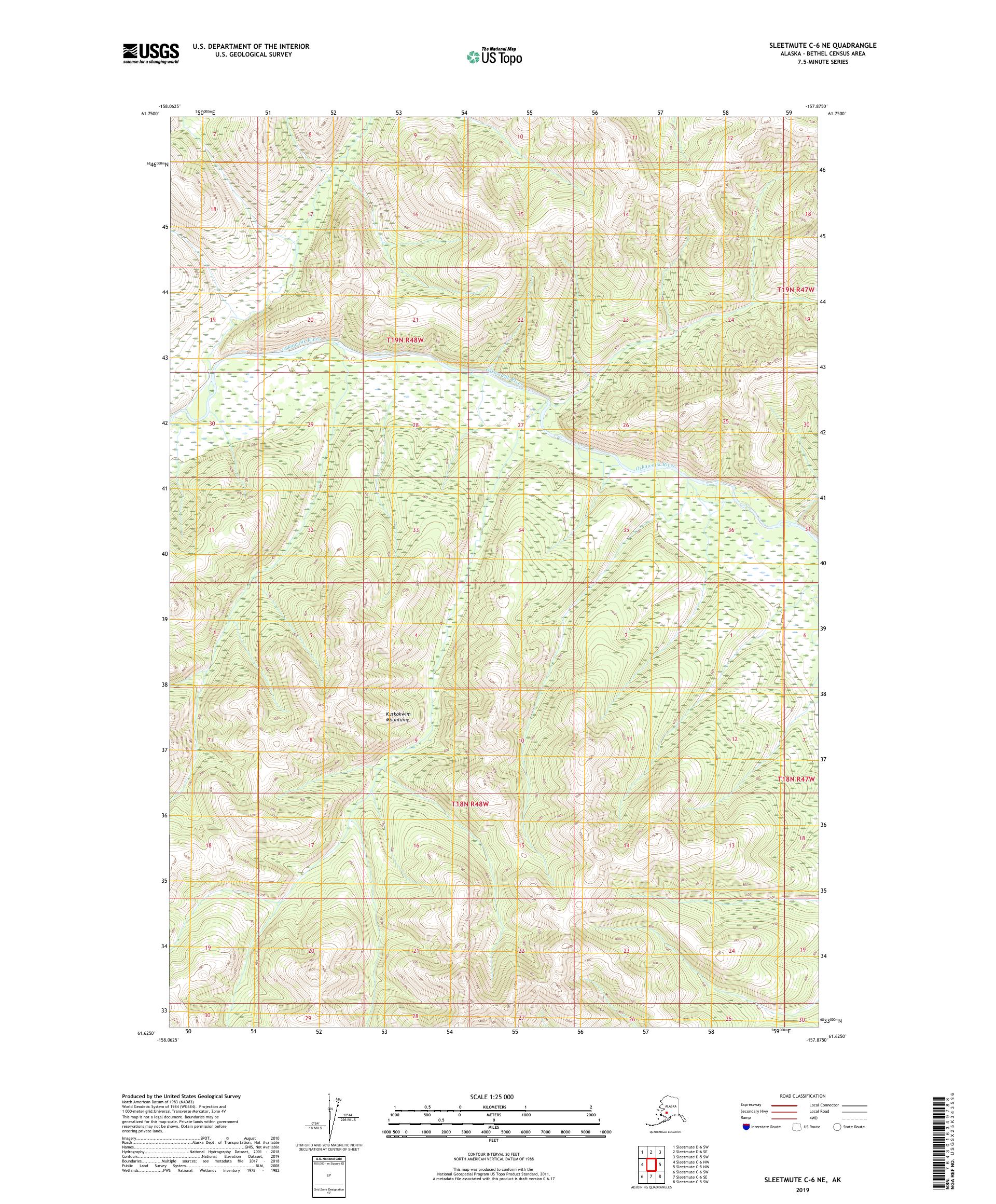 Sleetmute C-6 NE Alaska US Topo Map – MyTopo Map Store