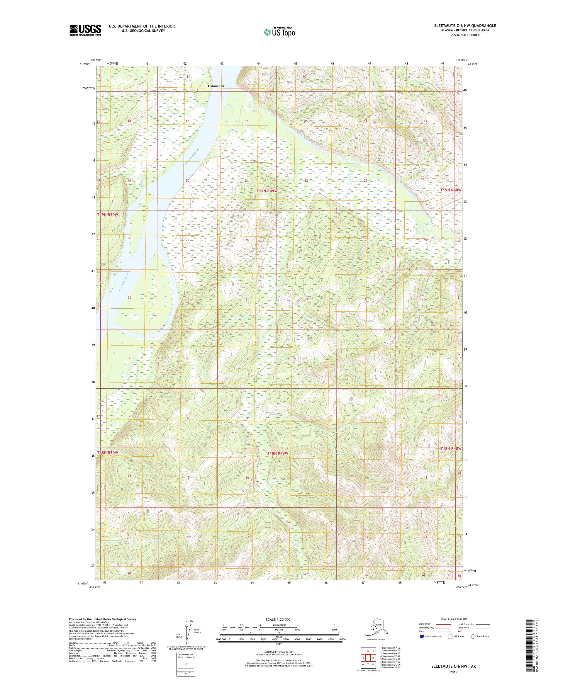 Sleetmute C-6 NW Alaska US Topo Map – MyTopo Map Store