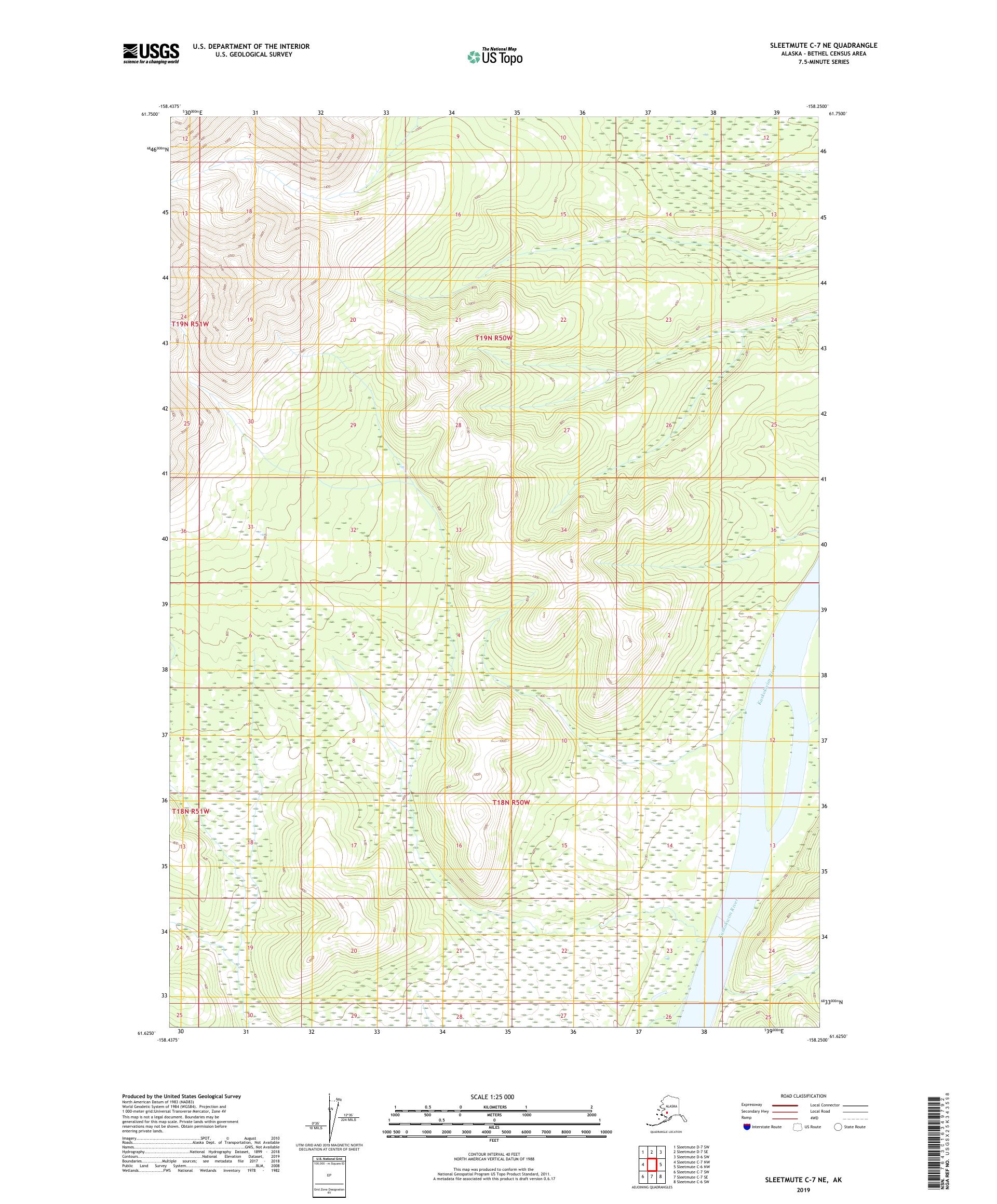 Sleetmute C-7 NE Alaska US Topo Map – MyTopo Map Store