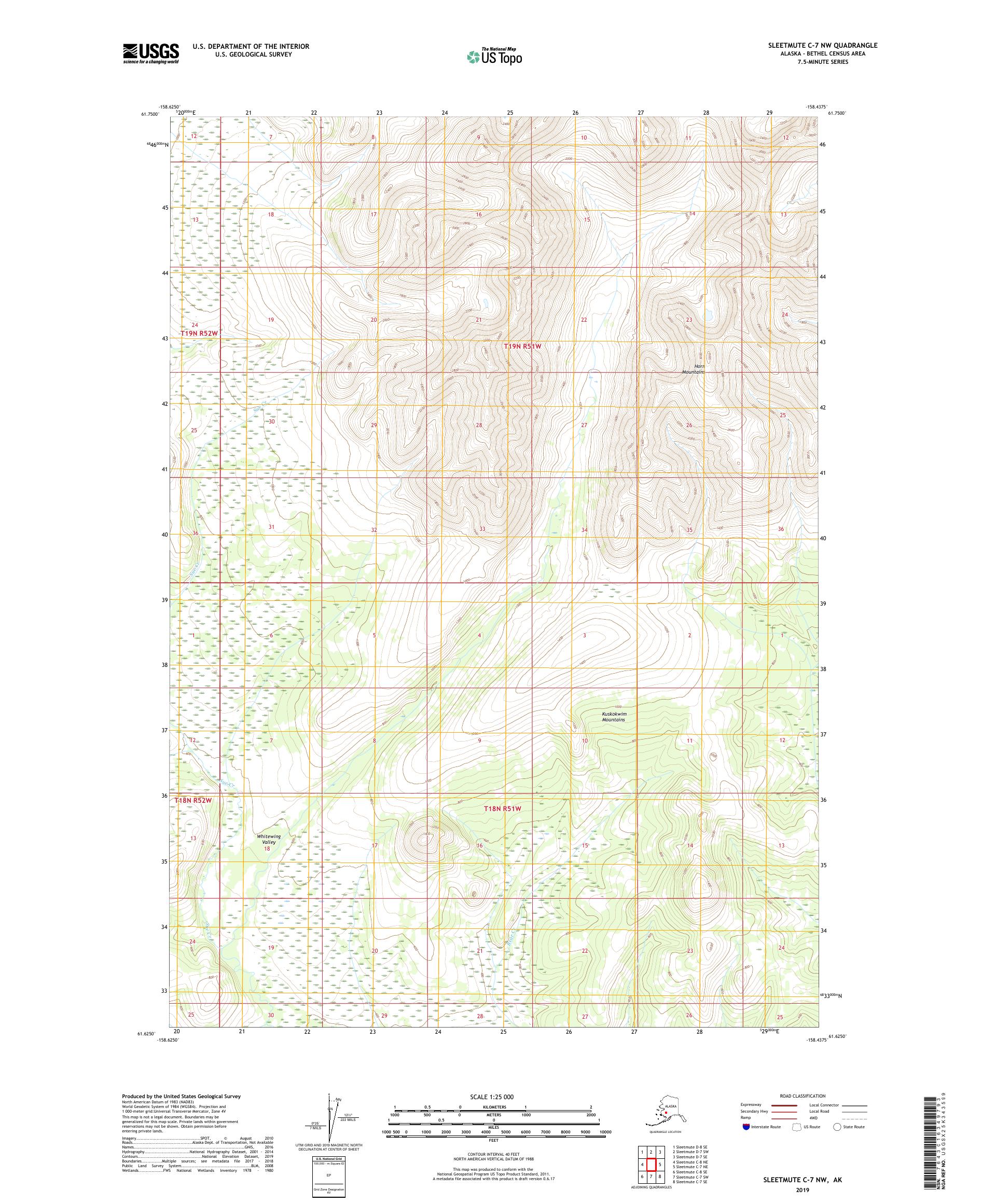 Sleetmute C-7 NW Alaska US Topo Map – MyTopo Map Store