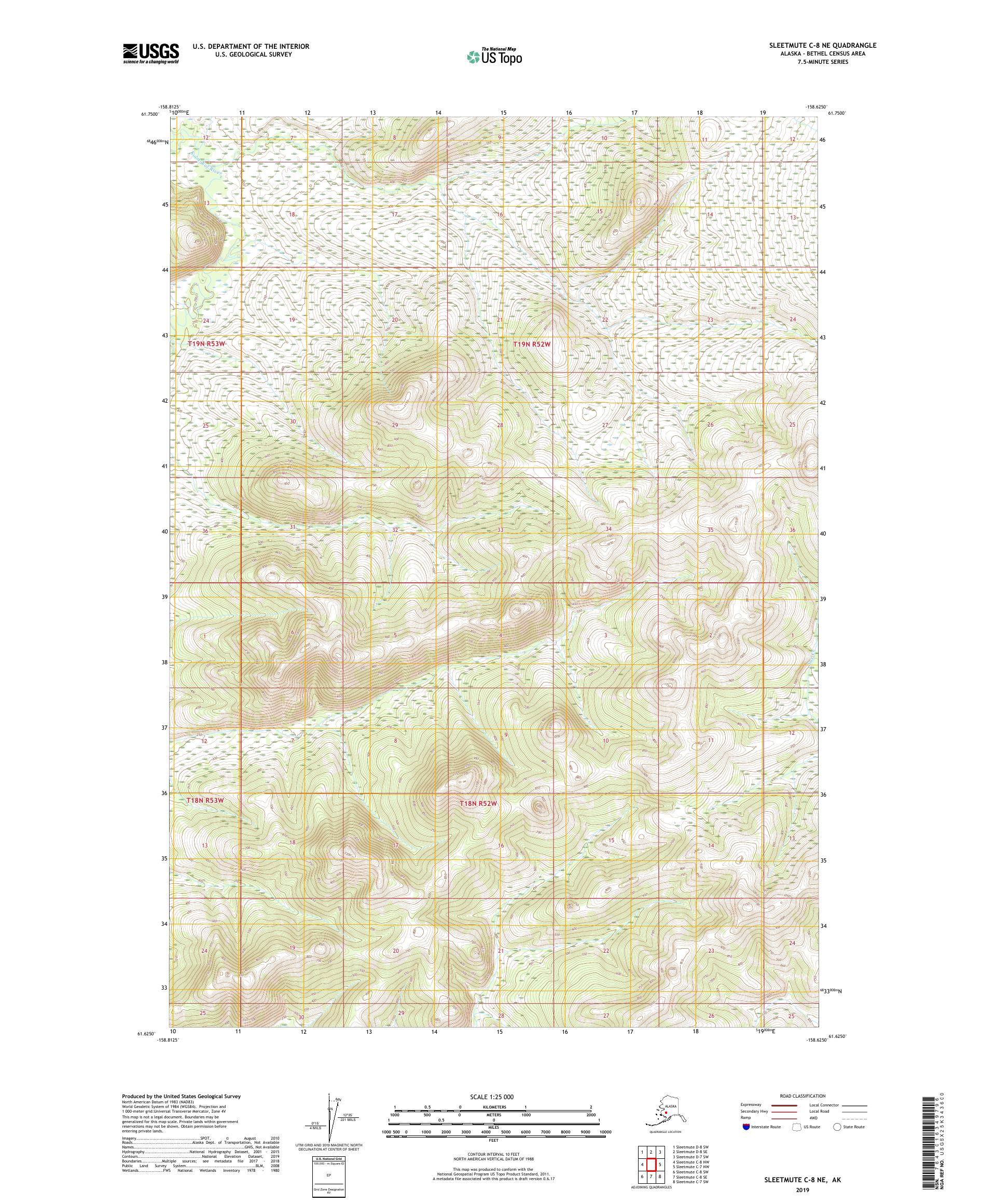 Sleetmute C-8 NE Alaska US Topo Map – MyTopo Map Store
