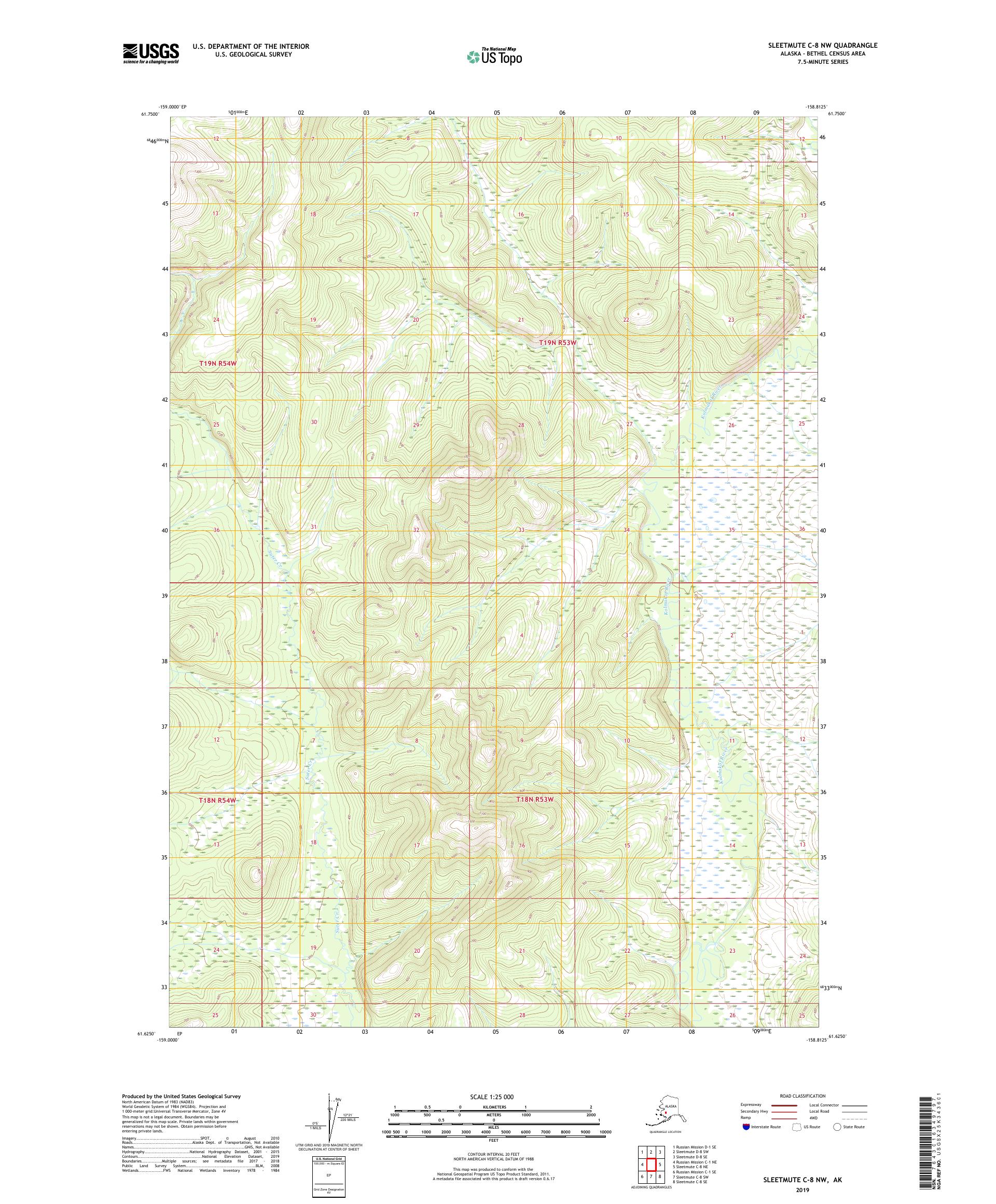 Sleetmute C-8 NW Alaska US Topo Map – MyTopo Map Store
