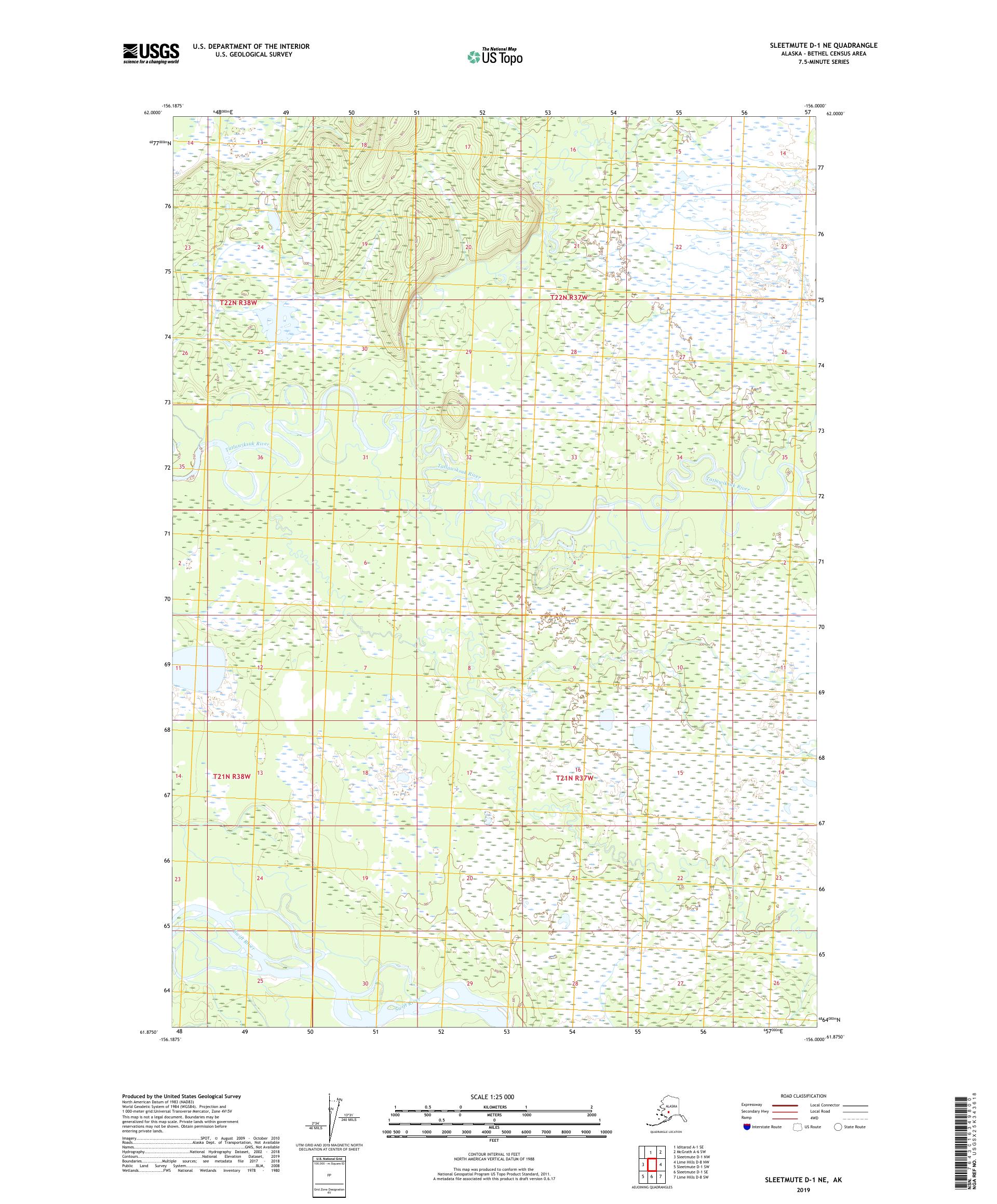 Sleetmute D-1 NE Alaska US Topo Map – MyTopo Map Store